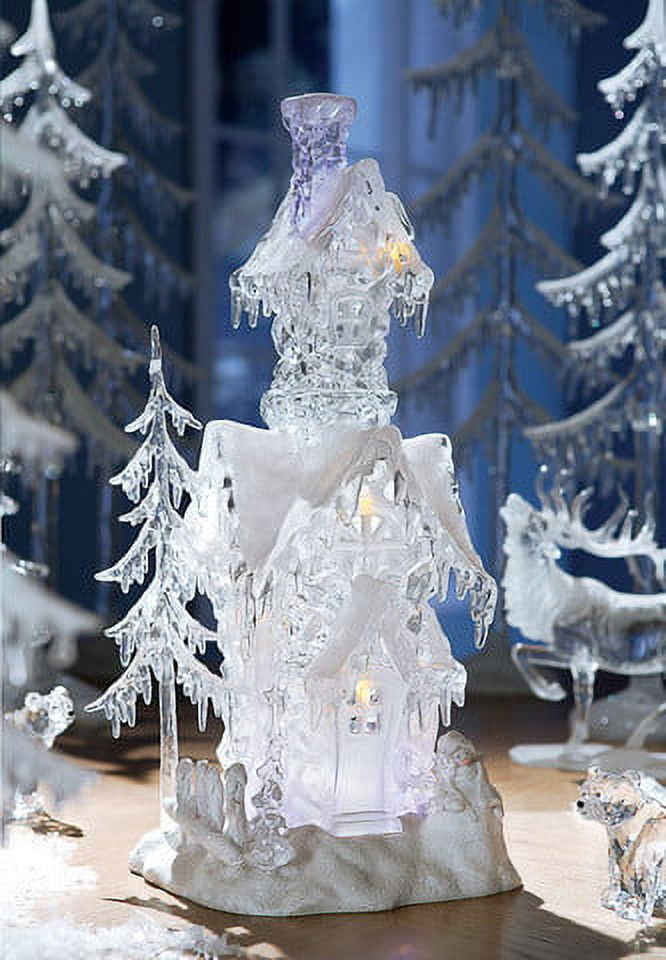 CC Christmas Decor Set of 2 Clear Icy Illuminated Christmas Snow Houses ...