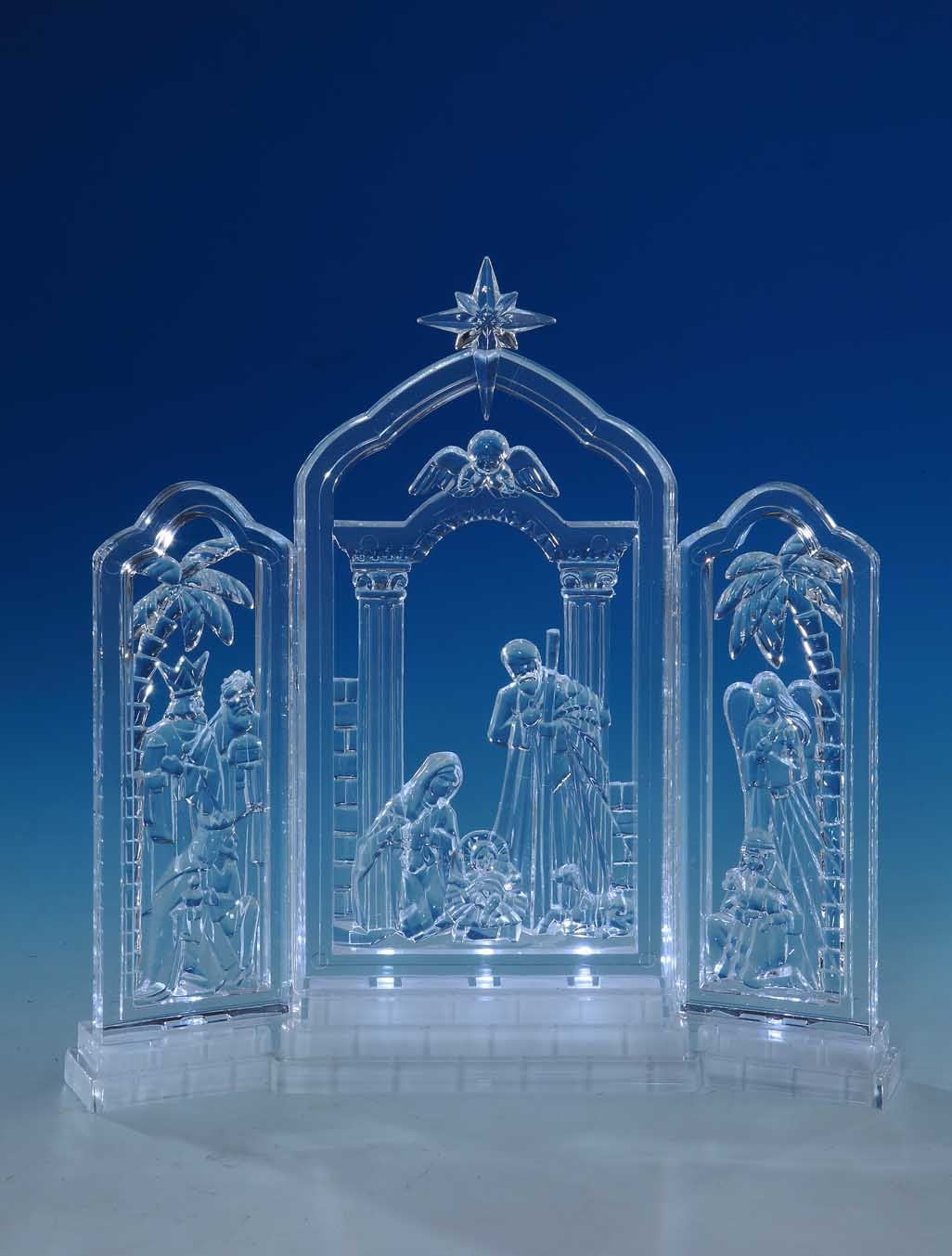 CC Christmas Decor Set of 2 Clear Nativity Frieze LED Tabletop Decors ...