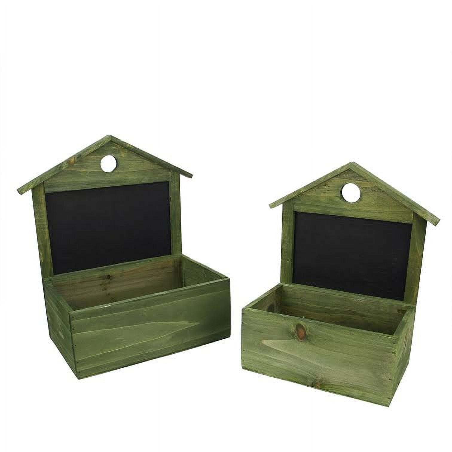 CC Christmas Decor Set of 2 Decorative Wooden Green Rectangular ...