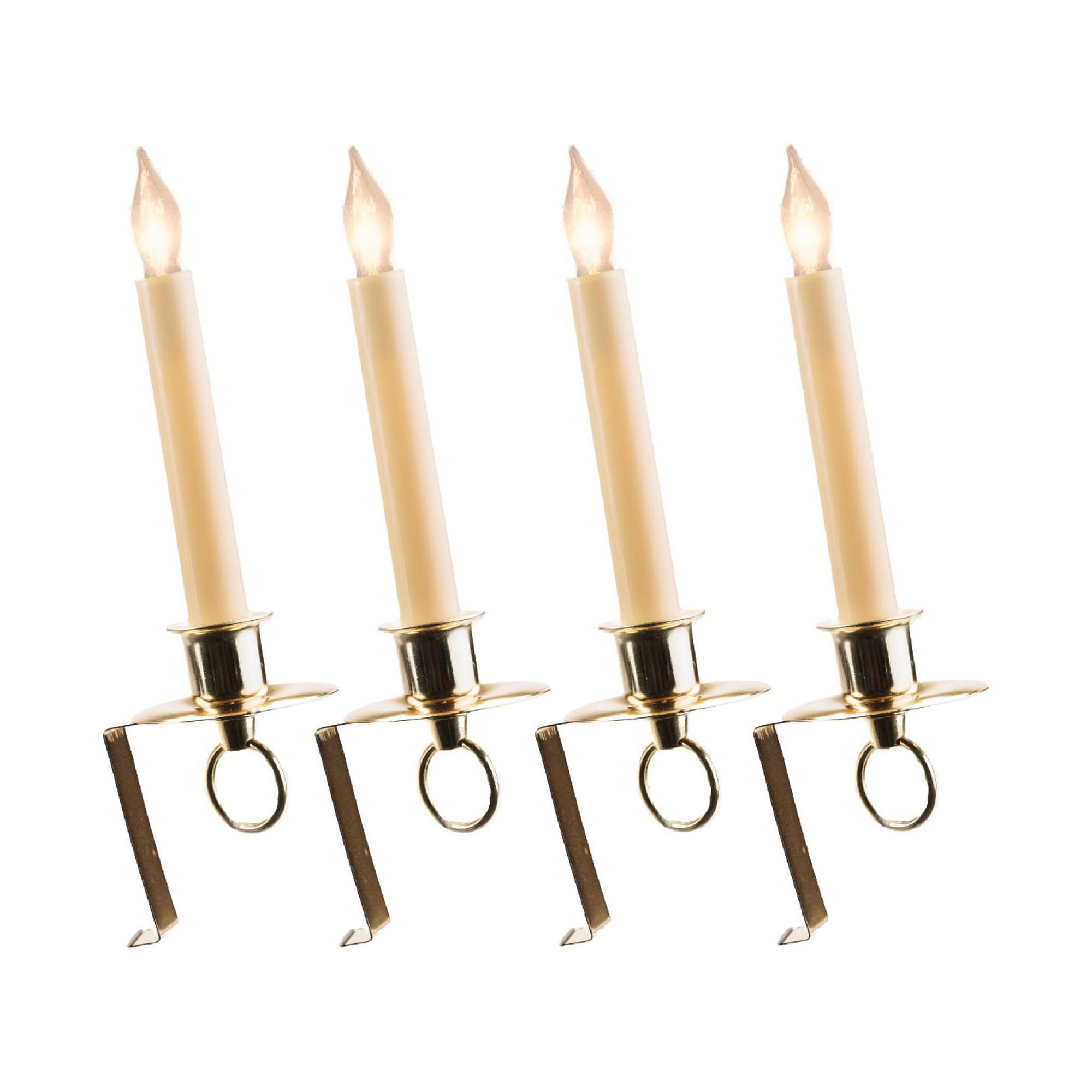 CC Christmas Decor Set of 4 Cambridge Christmas Candle Lamps with Gold ...