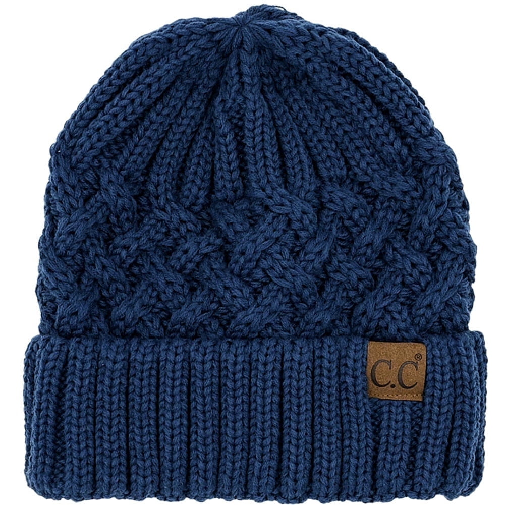 CC Classic Winter Fall Trendy Chunky Stretchy Cable Knit Beanie Hat ...