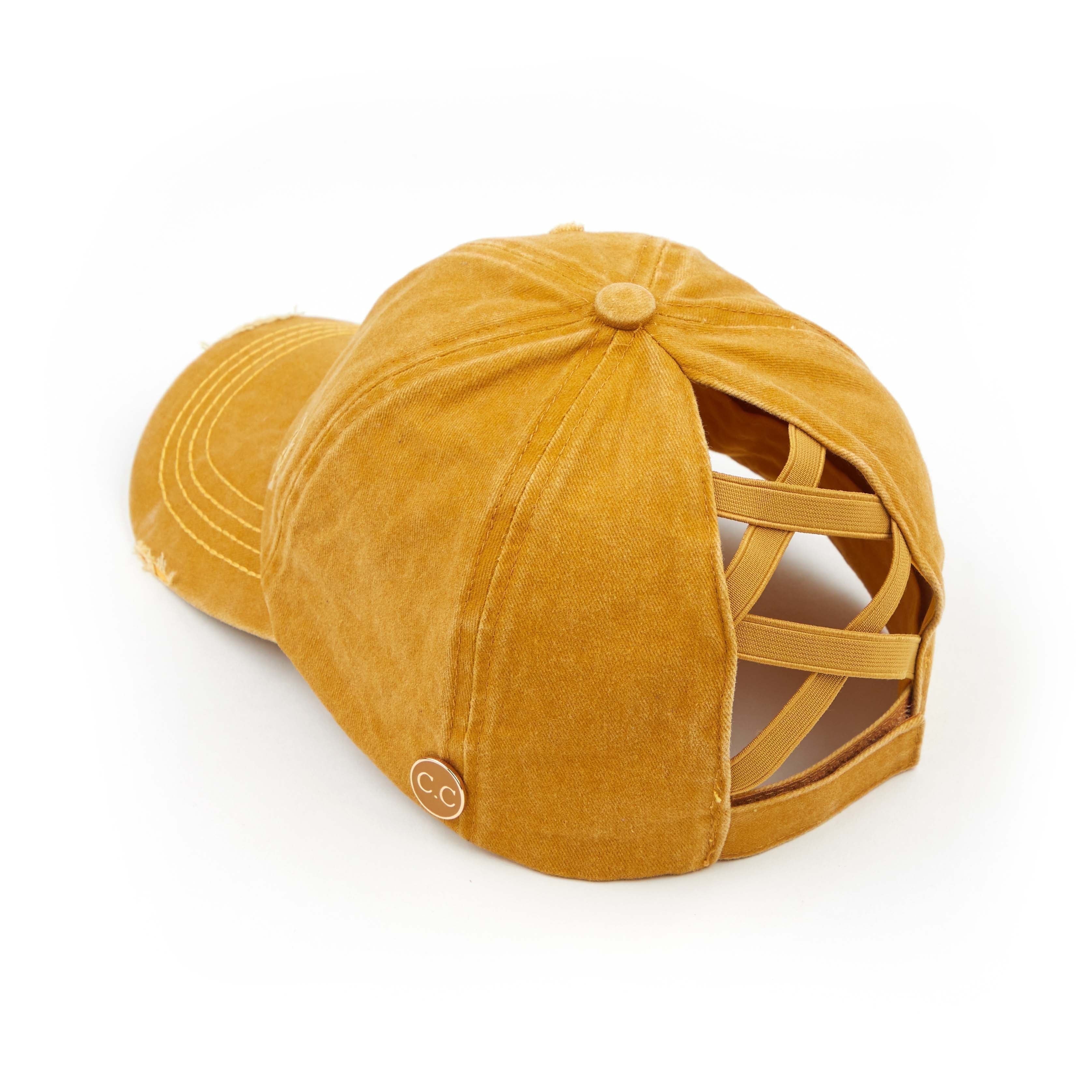 CC Cotton Criss-Cross Elastic Back Women's Ponytail Dad Cap Hat ...