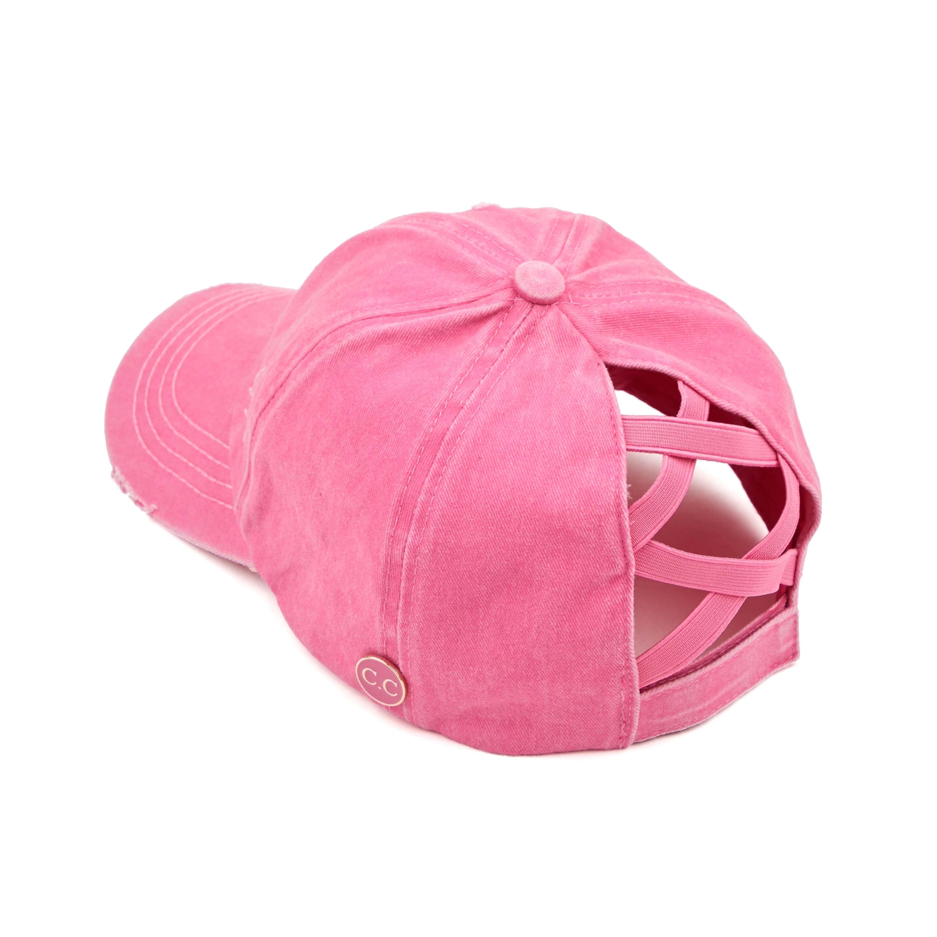 CC Cotton Criss-Cross Elastic Back Women's Ponytail Dad Cap Hat ...