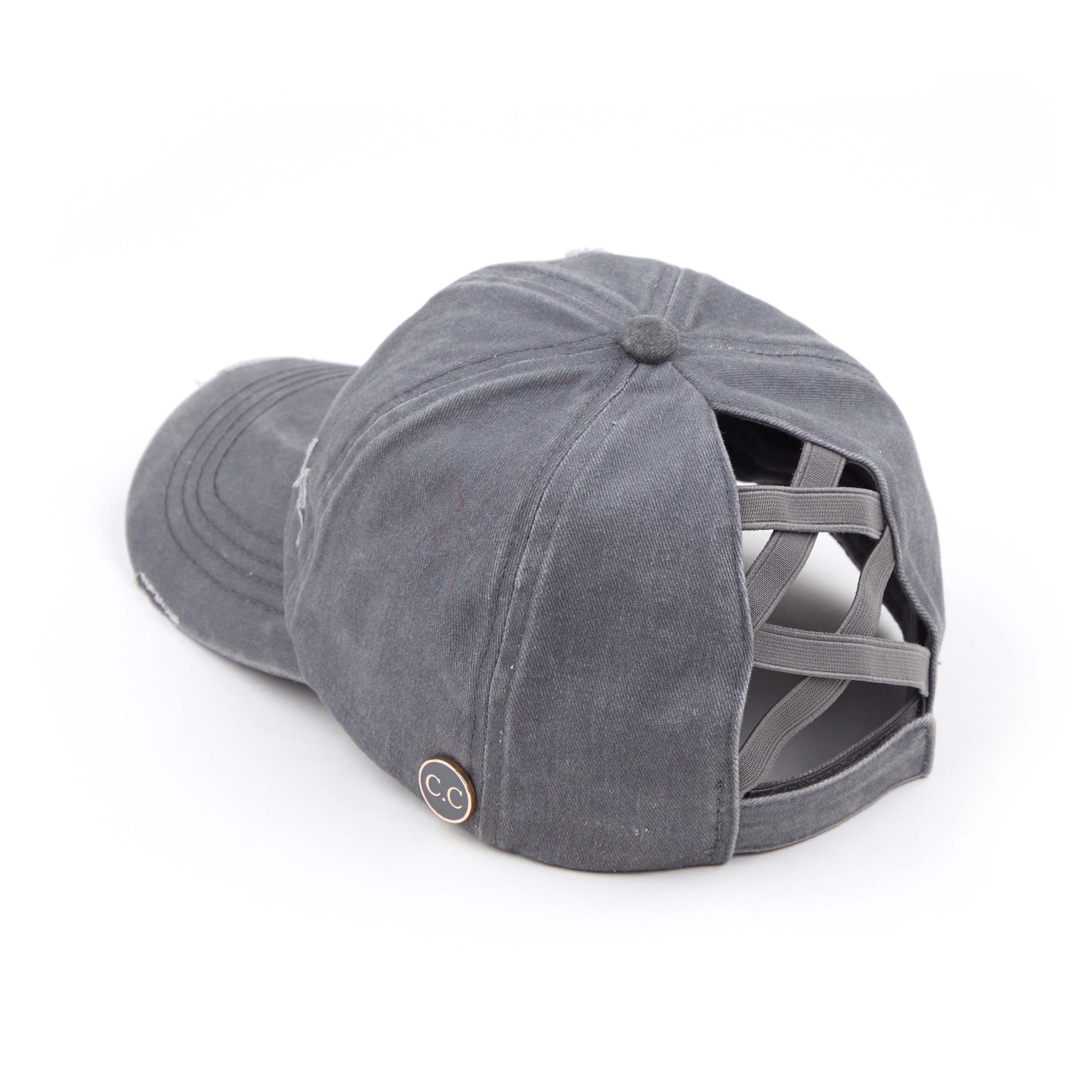 CC Cotton Criss-Cross Elastic Back Women's Ponytail Dad Cap Hat ...