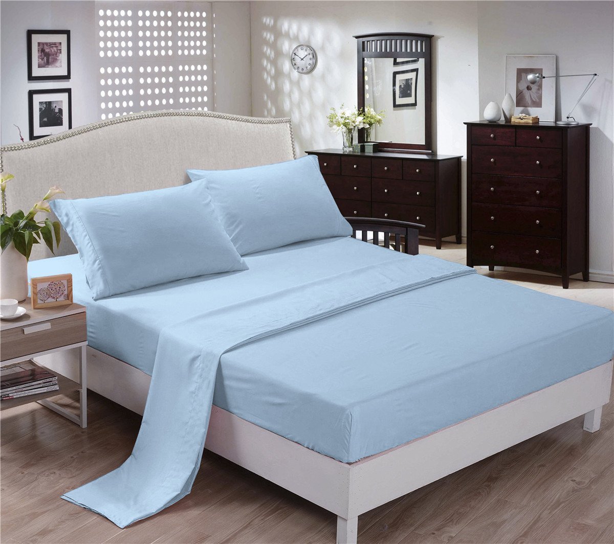 Royal Opulence Satin Queen Sheet Set, Silky Black with Deep Pocket ...