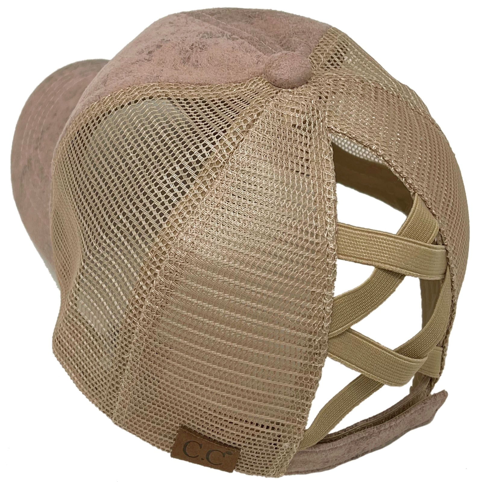 CC Faux Leather Criss-Cross Elastic Back Women's Ponytail Dad Cap Hat ...