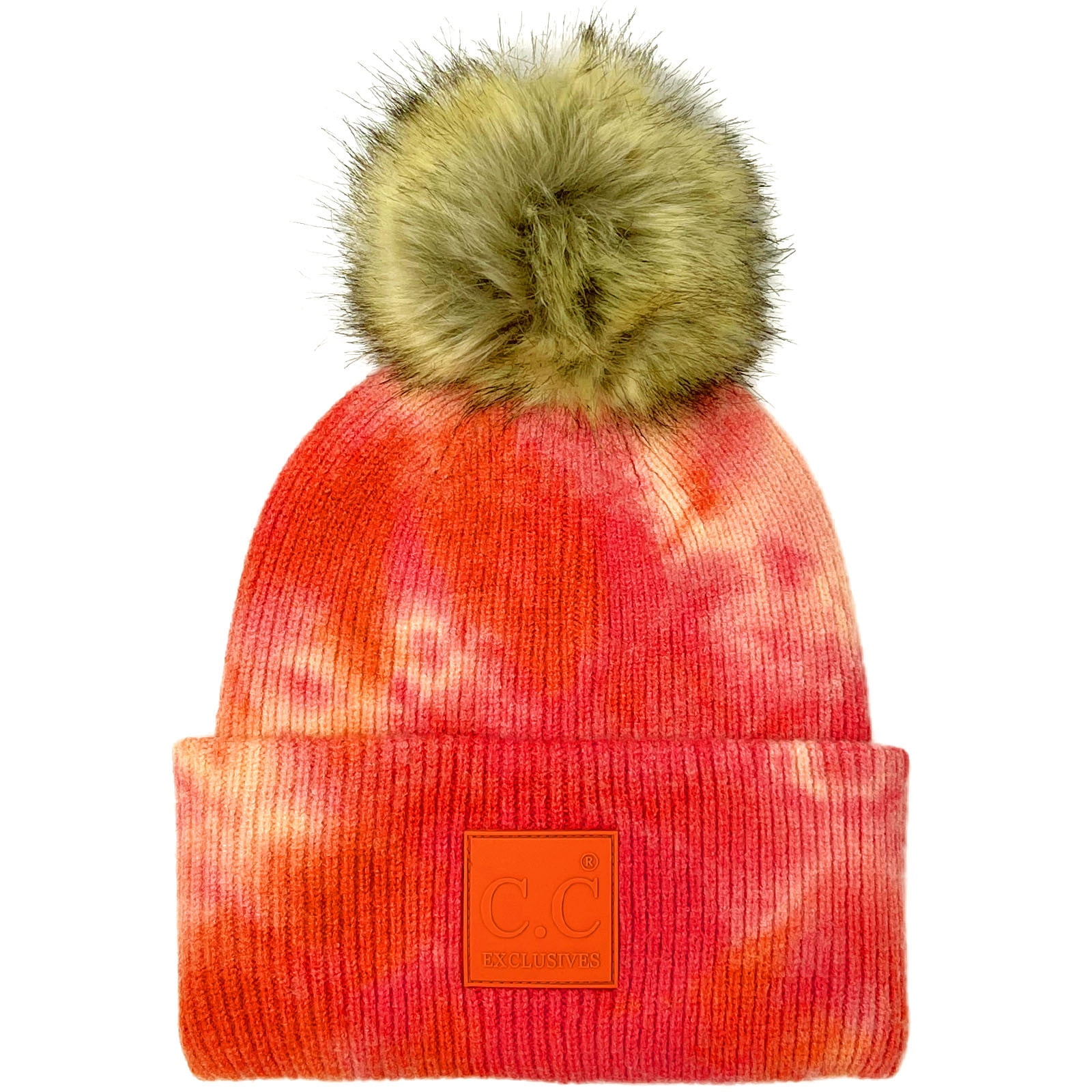 CC Fur Pom Winter Fall Trendy Chunky Stretchy Cable Knit Beanie Hat ...