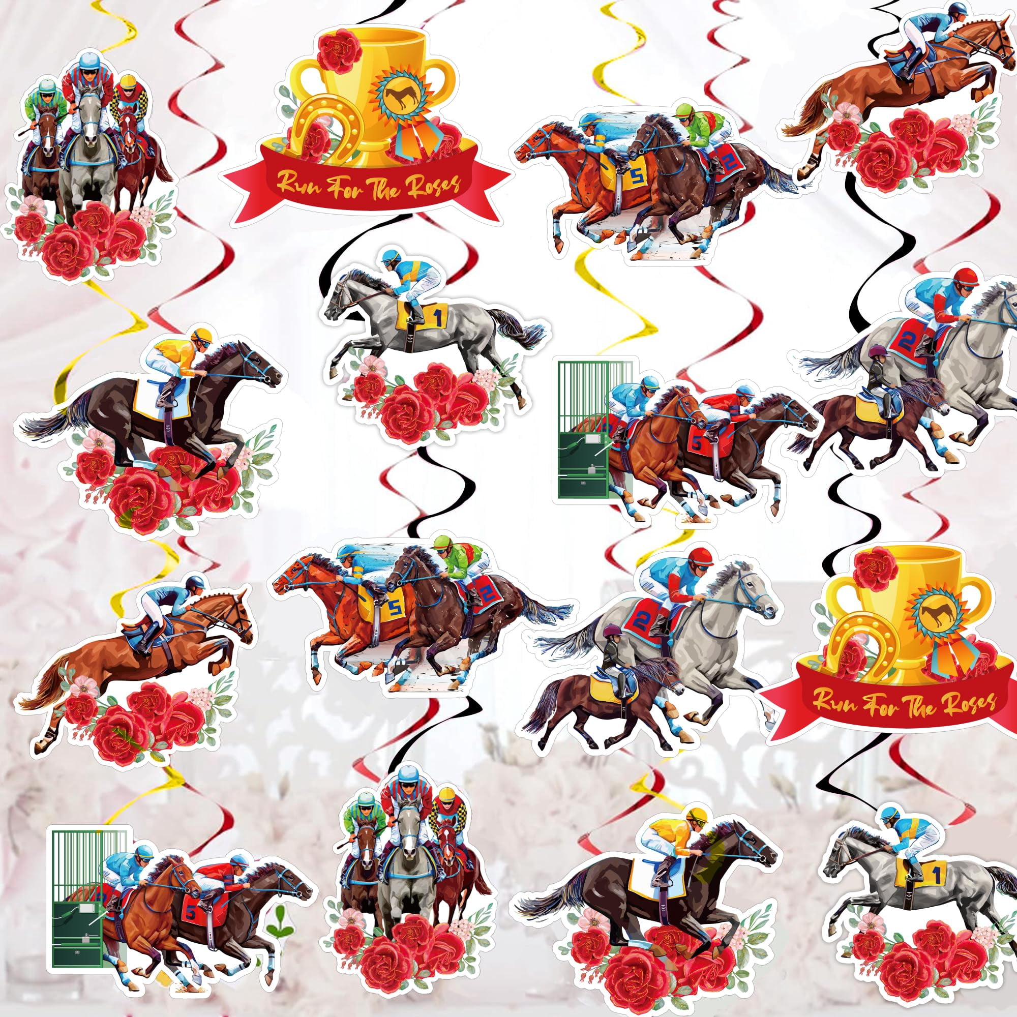 CC HOME 15Pack Run for The Roses Hanging Rose of May Rose Flowers Horse ...