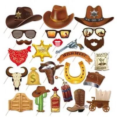 CC HOME 25pcs West Cowboy Photo Booth Props Cowboy Photo Booth Patterns ...