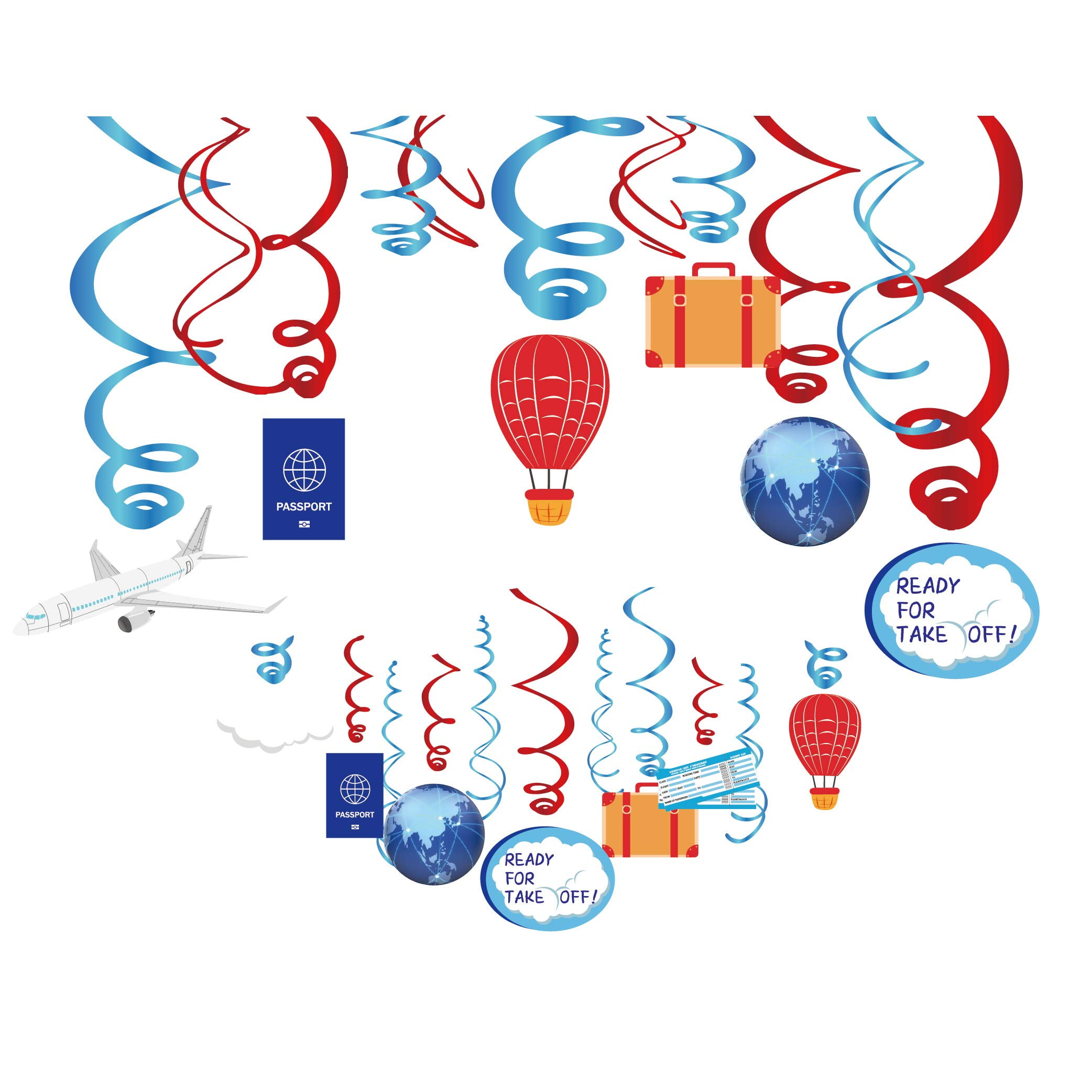 CC HOME 30Pack Airplane Hanging Swirls Airplane Flight Ceiling Streamer ...