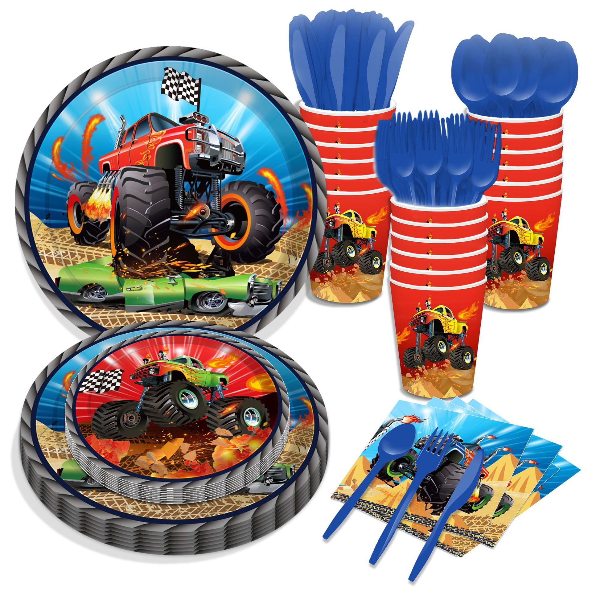 CC HOME Monster Trucks Birthday Theme Party Supplies - Disposable ...