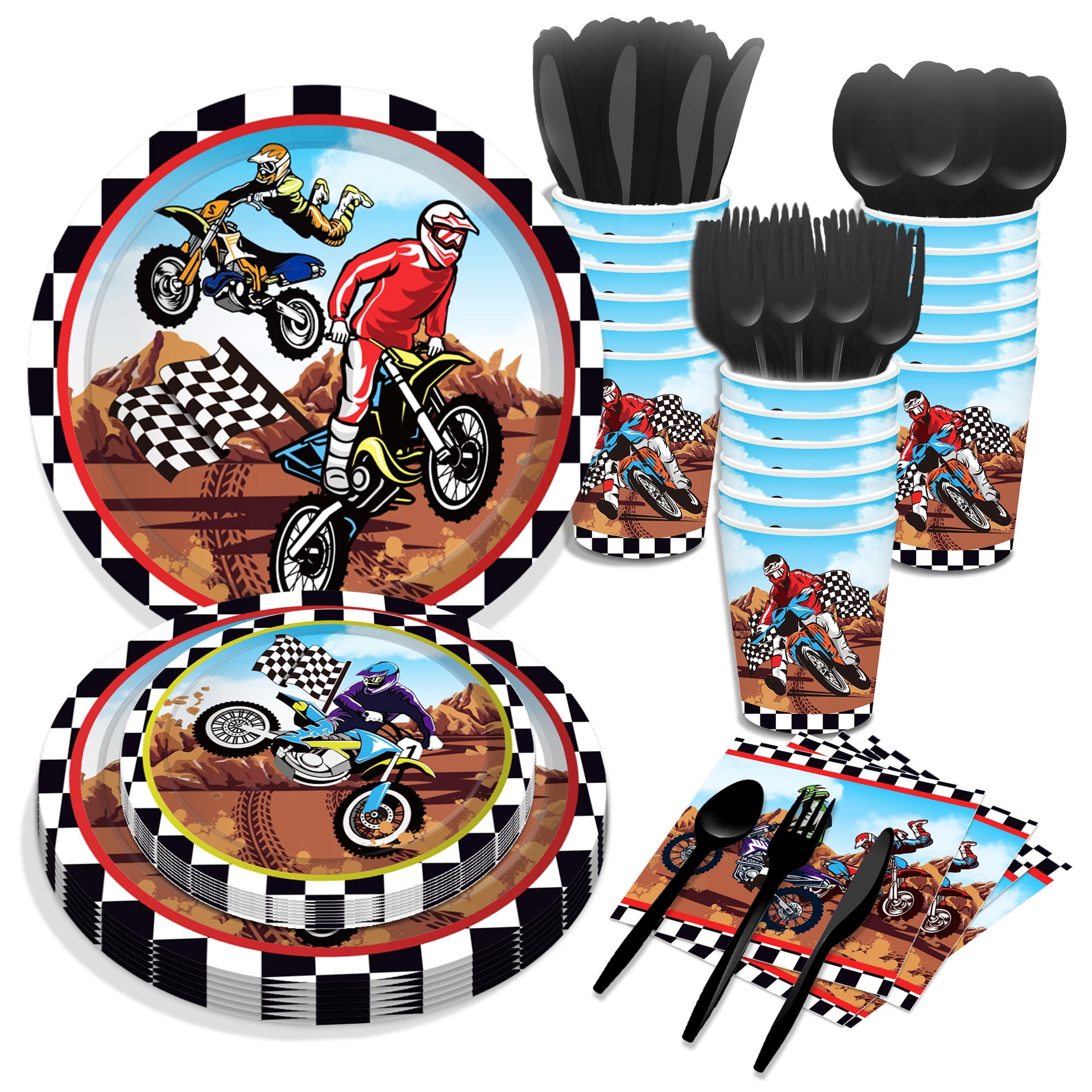 CC HOME Motorcycle Theme Party Supplies Serves 16 Guests Disposable ...