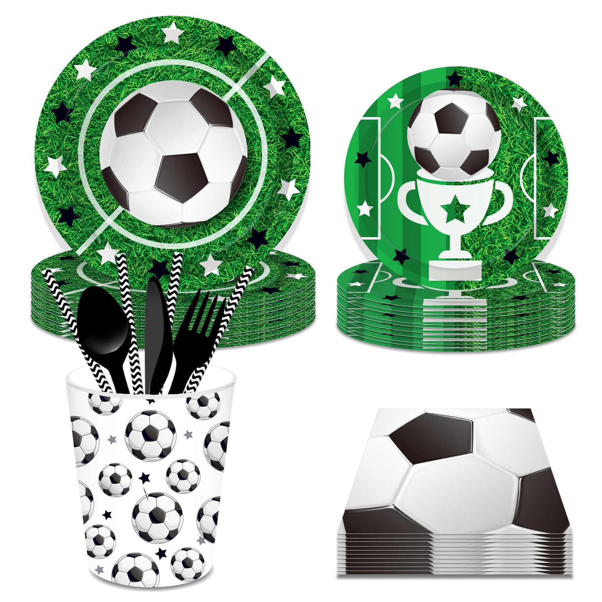 CC HOME Soccer Theme Birthday Party Tableware Set Serves 16 ...