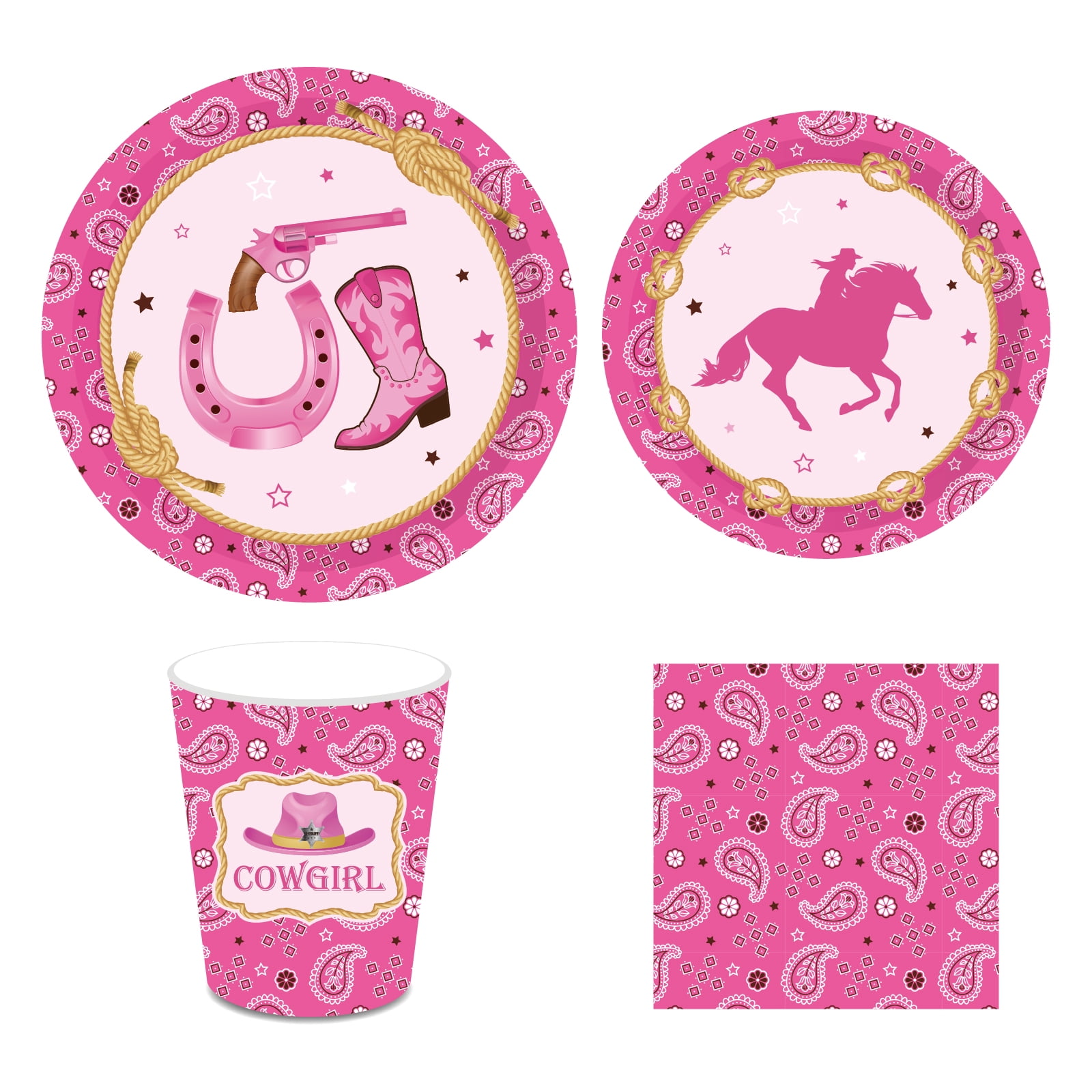 CC HOME West Cowboy Themed Party Supplies Pack- Serves 16 - Includes ...