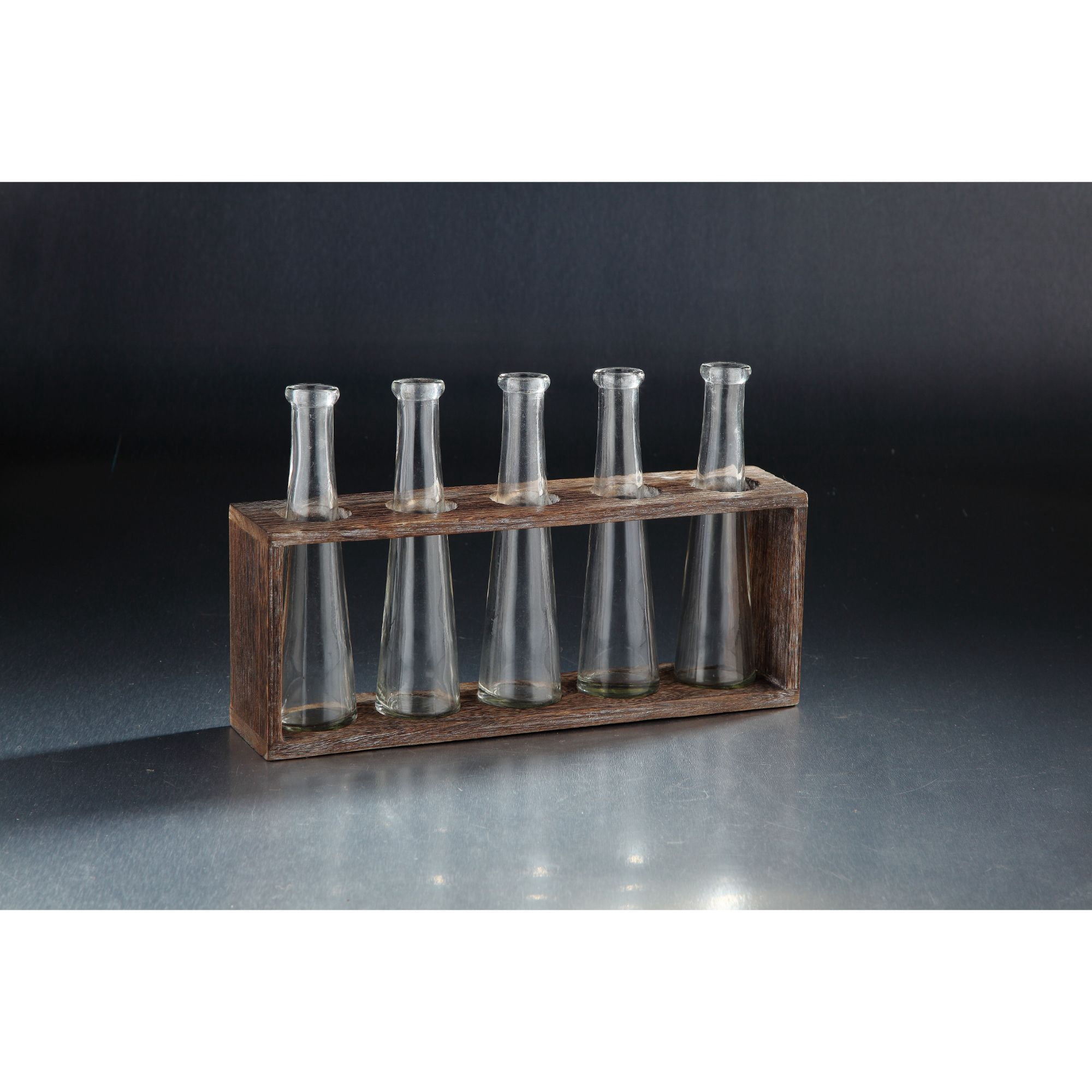 CC Home Furnishings 13.5" Clear Test Tube Design Glass Vase with Wooden ...