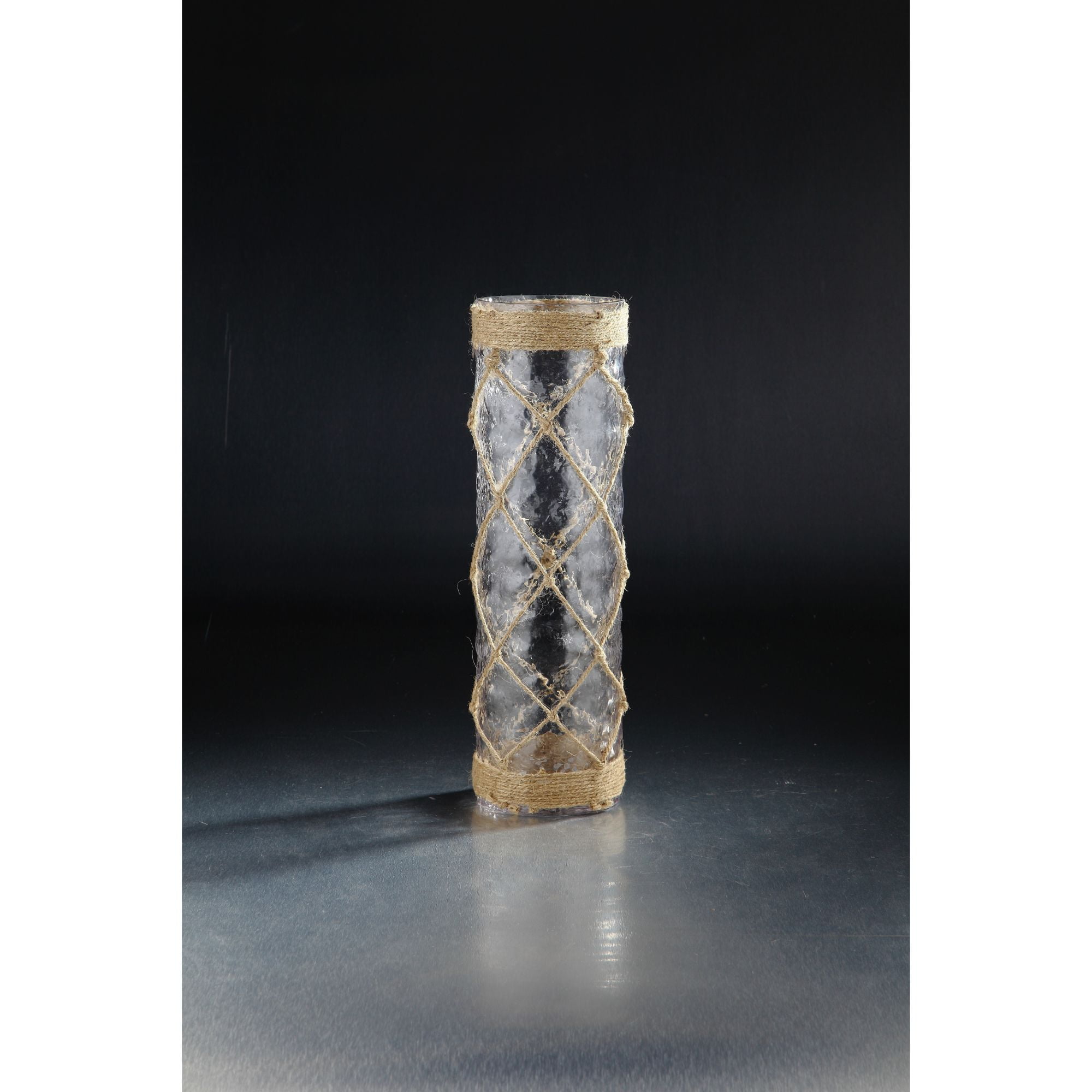 CC Home Furnishings 15.5" Translucent Cylindrical Glass with Rope ...