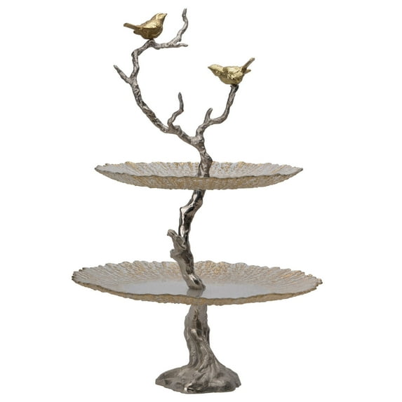 CC Home Furnishings Two-Tier Serving Plate - 24" - Gold and Silver ...