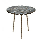 CC Home Furnishings 30" Black Agate Brass Inlay Centre Table with Tri ...