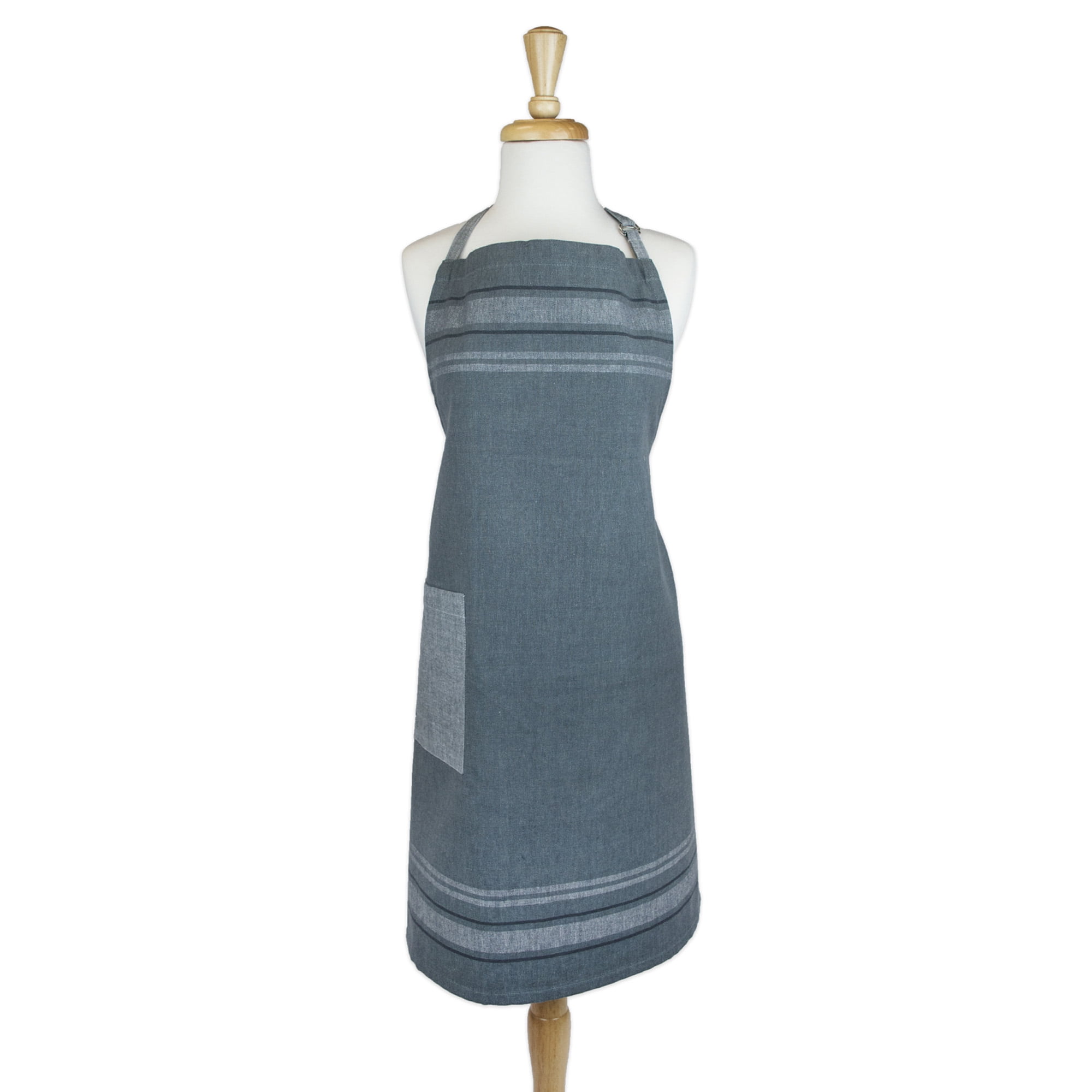 CC Home Furnishings French Stripe Chambray Cotton Unisex Chef's Apron ...