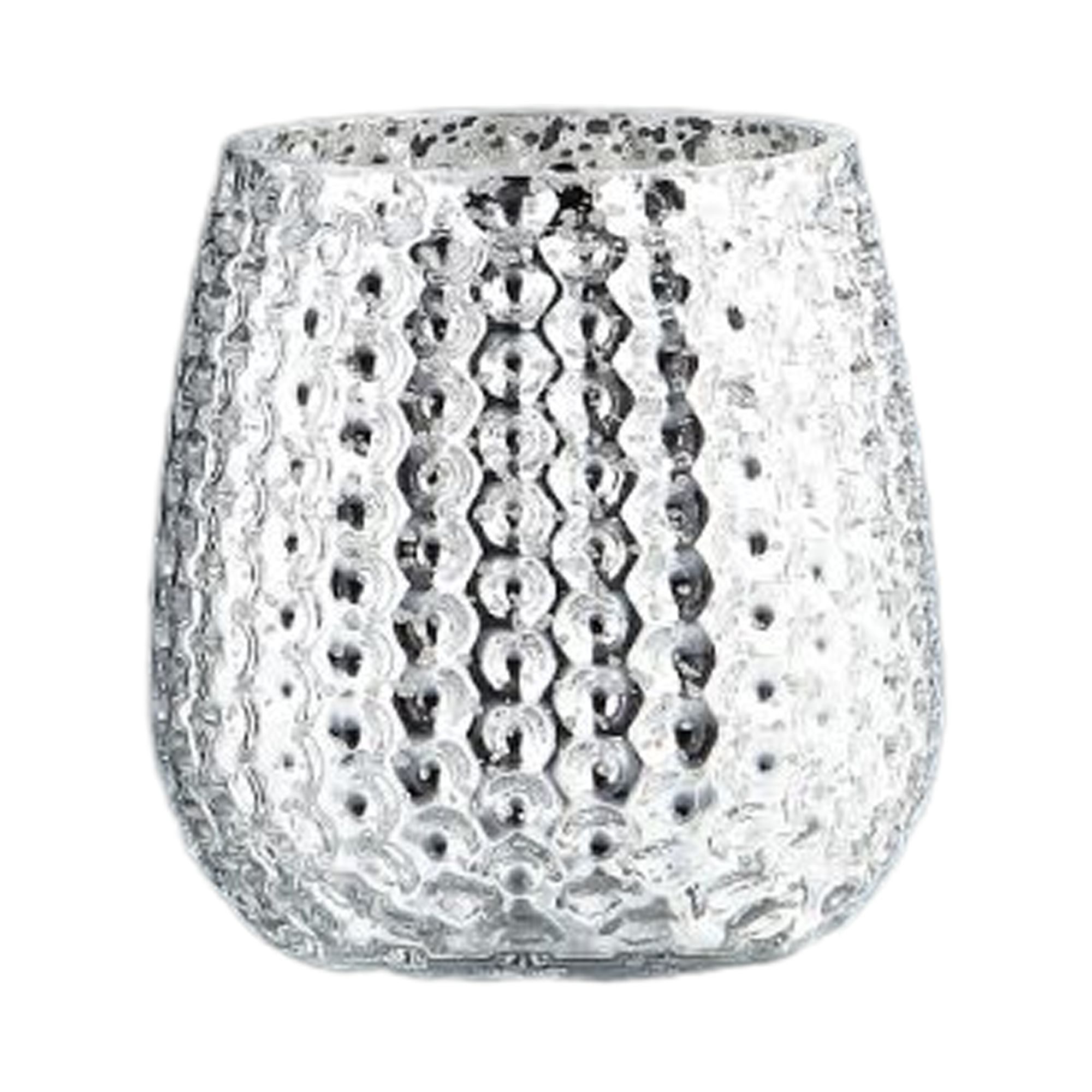 CC Home Furnishings 4" Silver Textured Glass Candle Holder - Walmart.com