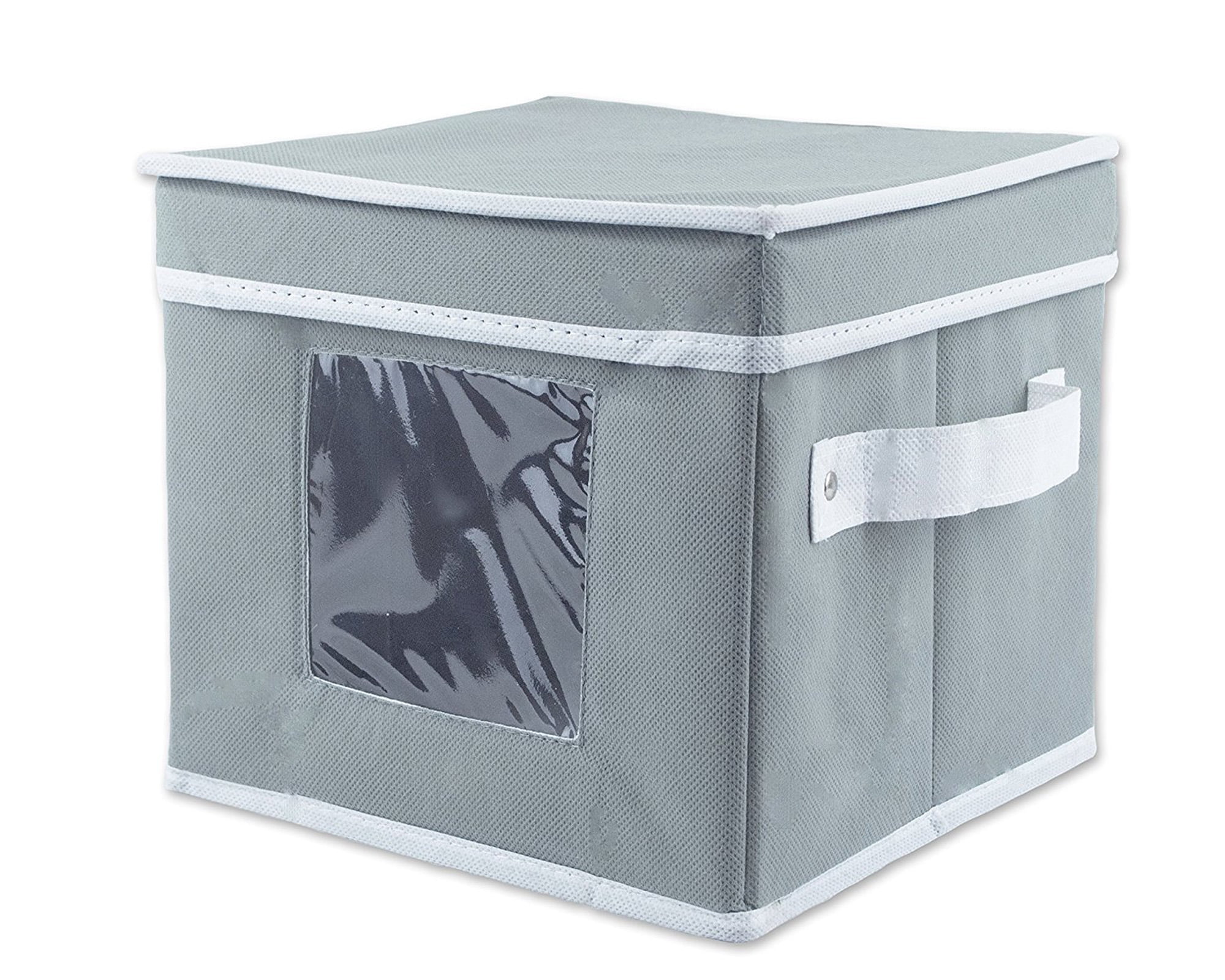 CC Home Furnishings 8” Gray and White Solid Pattern Saucer Storage Bin ...