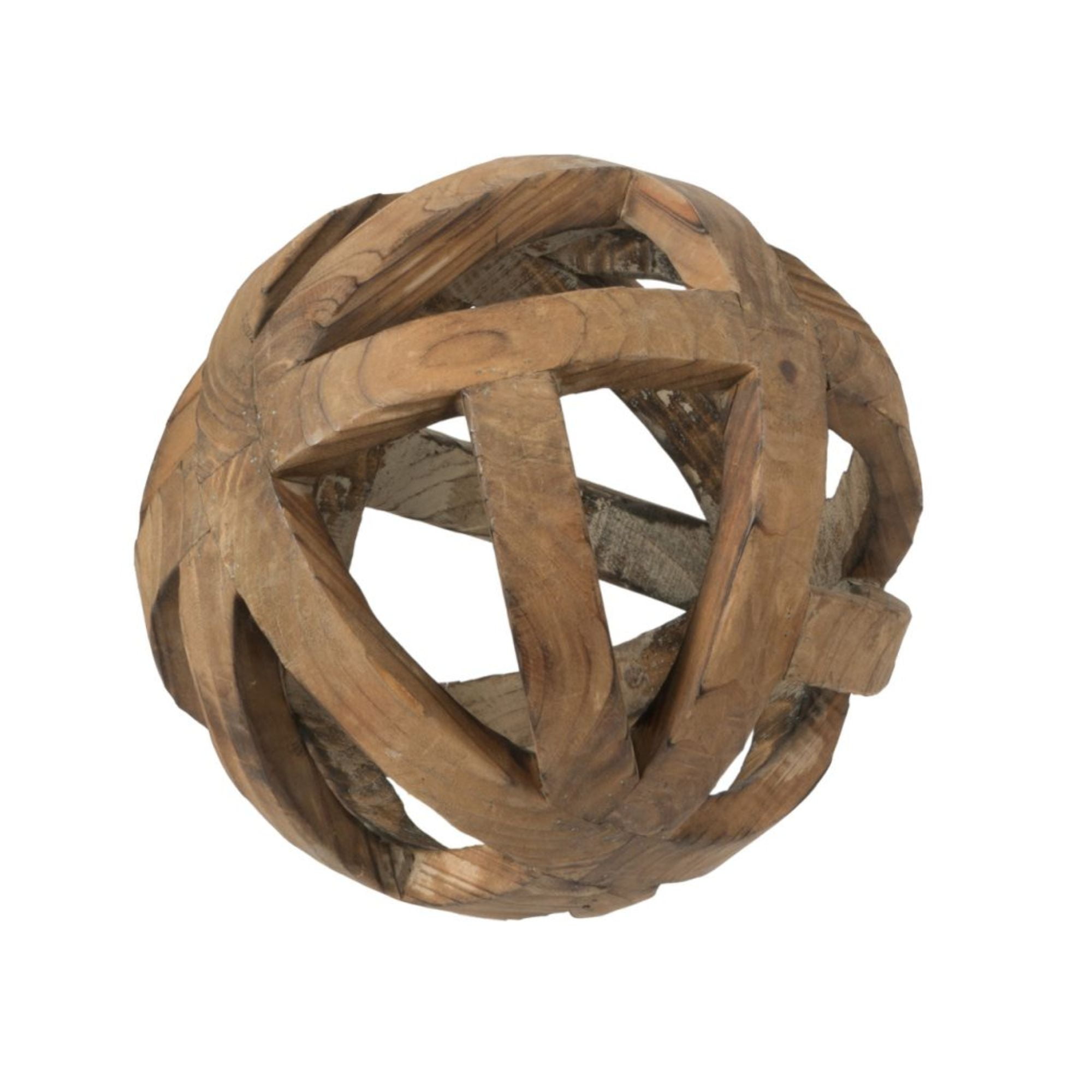 CC Home Furnishings Rustic Style Carved Spherical Orb - 8" - Brown ...
