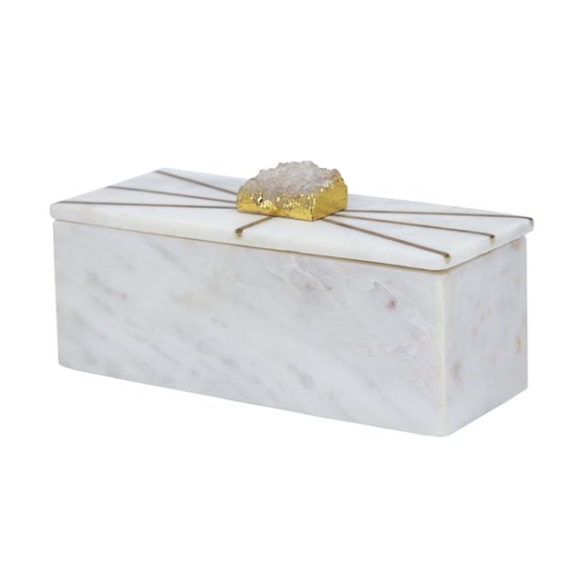 CC Home Furnishings Rectangular Marble Storage Box with Lid - 7.5 ...