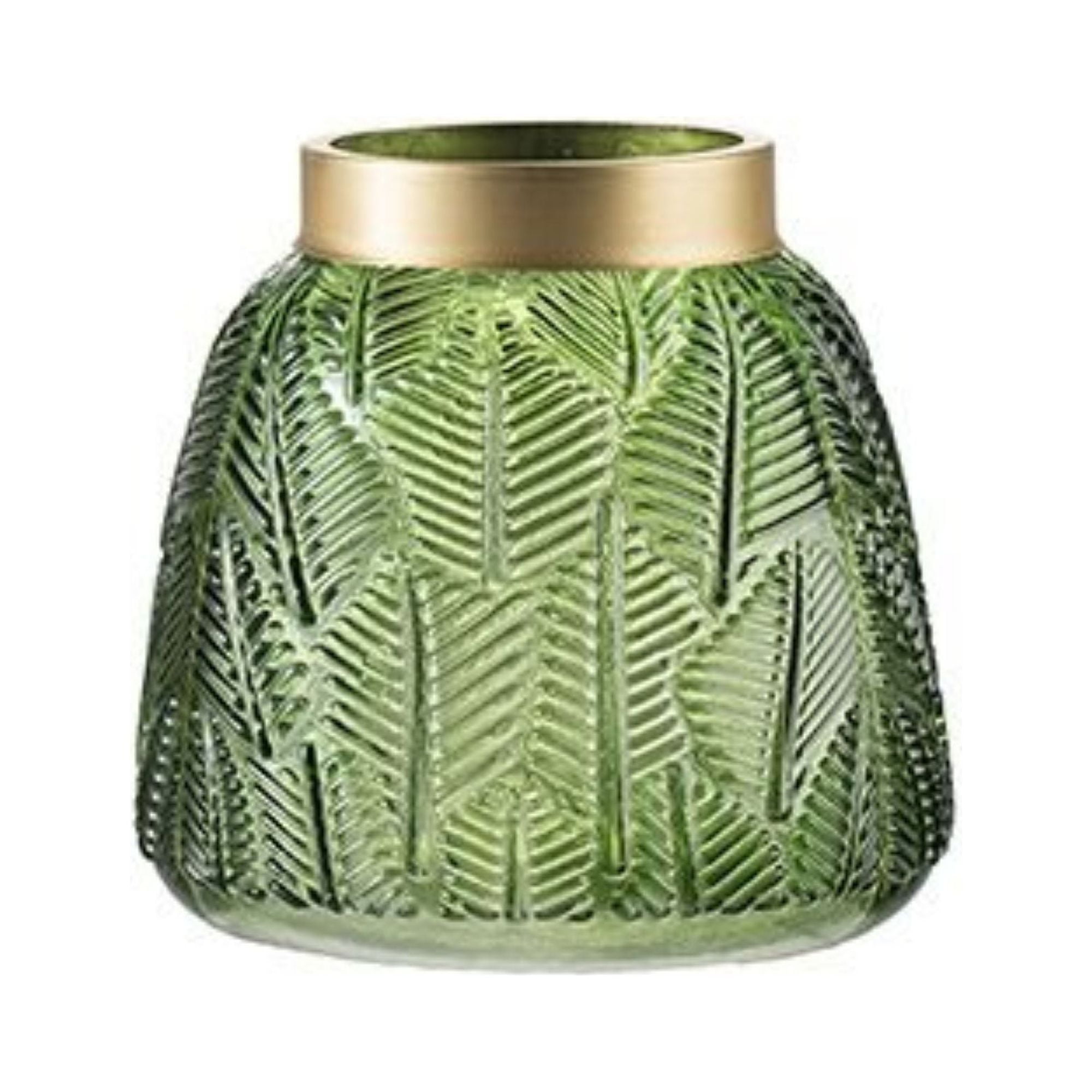CC Home Furnishings Fern Leaf Glass Vase - 6" - Green and Gold ...