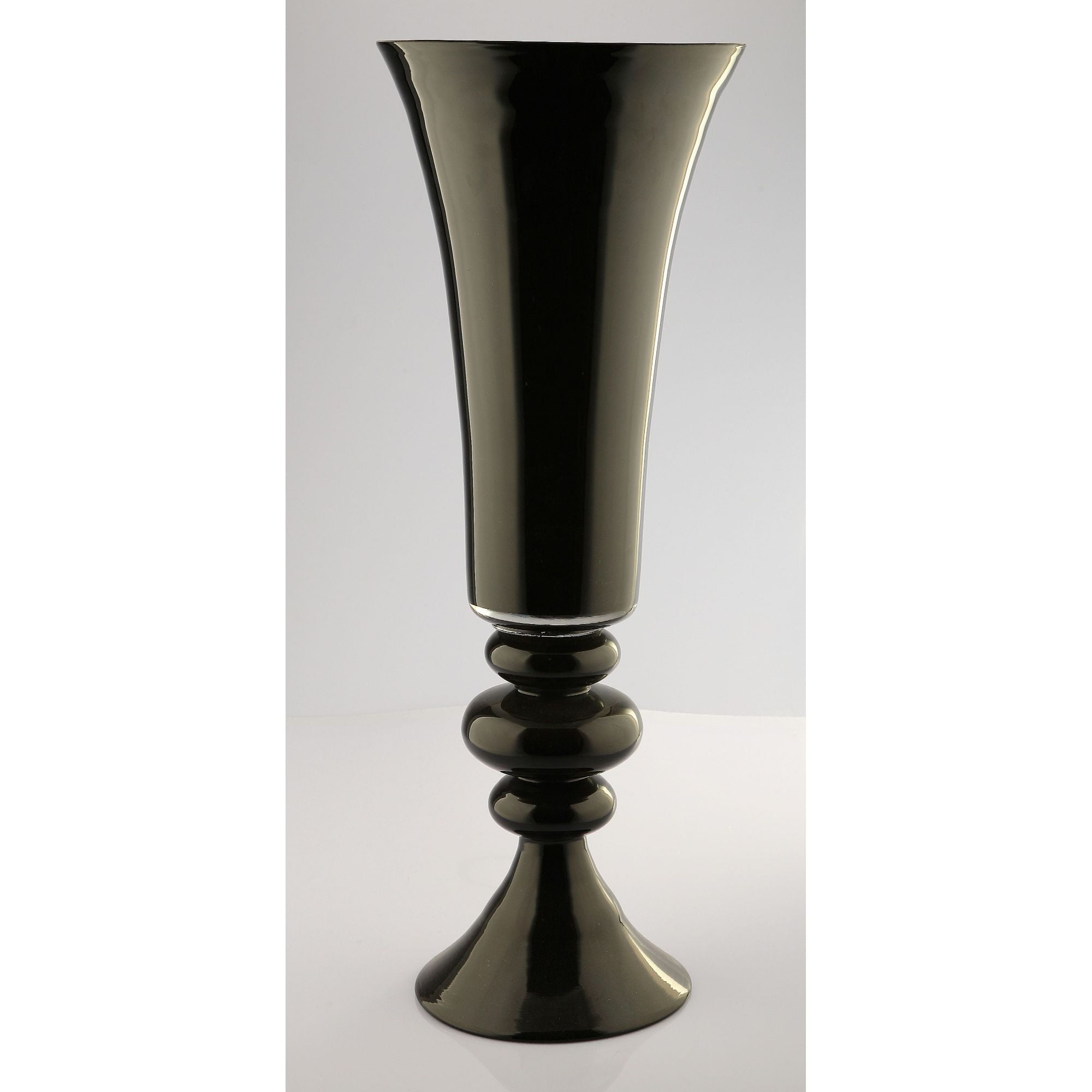 CC Home Furnishings Glossy Grooved Accent Trumpet Vase - 30" - Black ...
