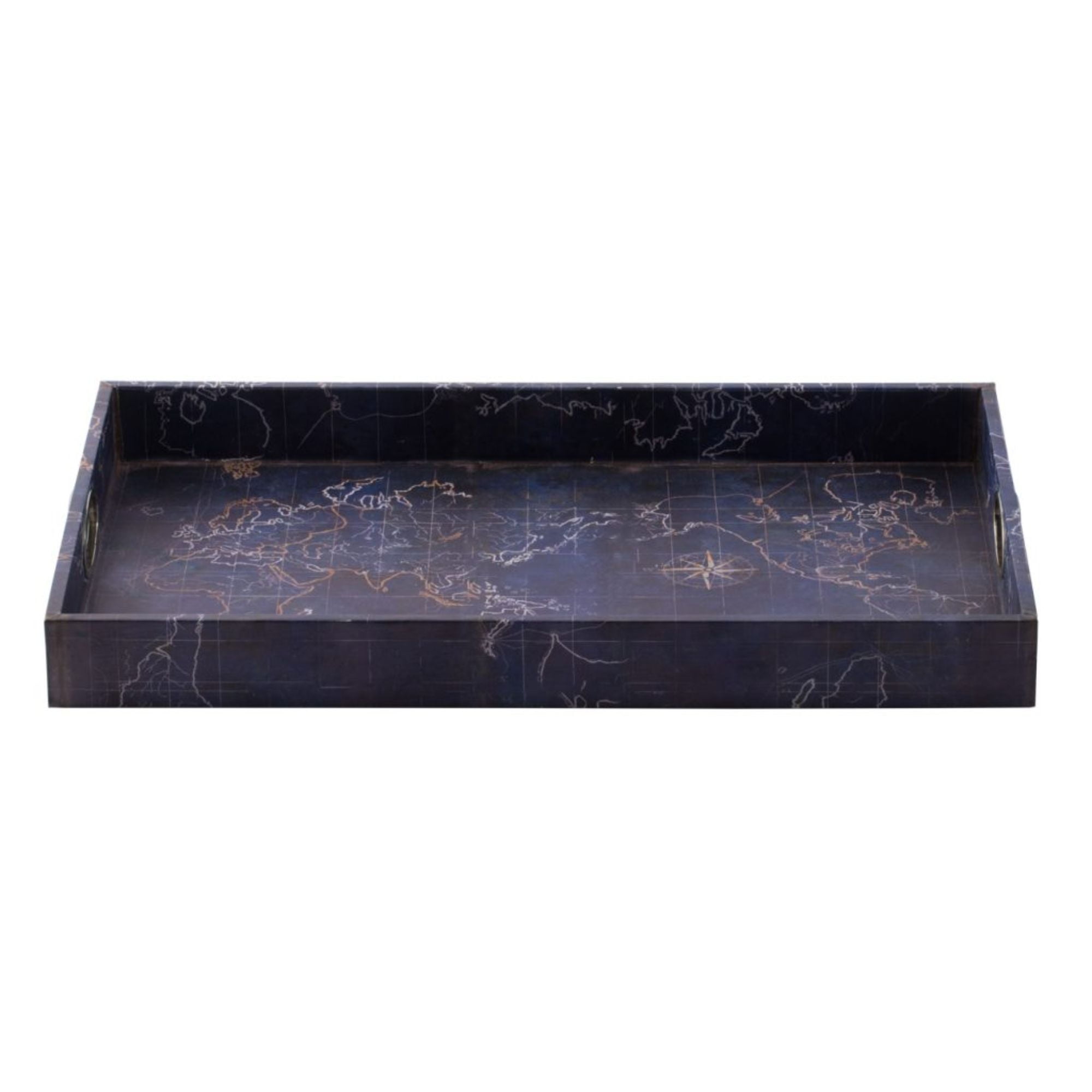 CC Home Furnishings Map Designed Trays with Cut-Out Handles - 25" - Set ...