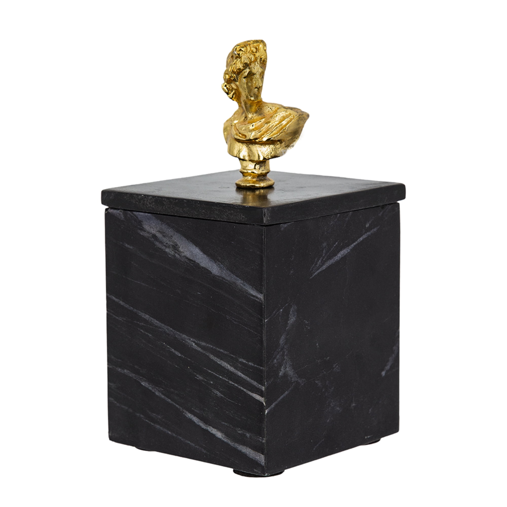 CC Home Furnishings Marble Box with Lid - 8" - Black and Gold - Walmart.com
