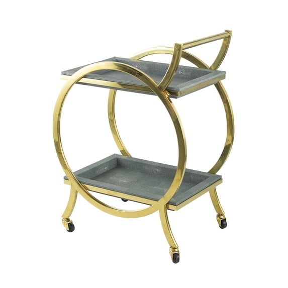 CC Home Furnishings Margo Bar Cart with Rolling Wheels - 34" - Gold and ...