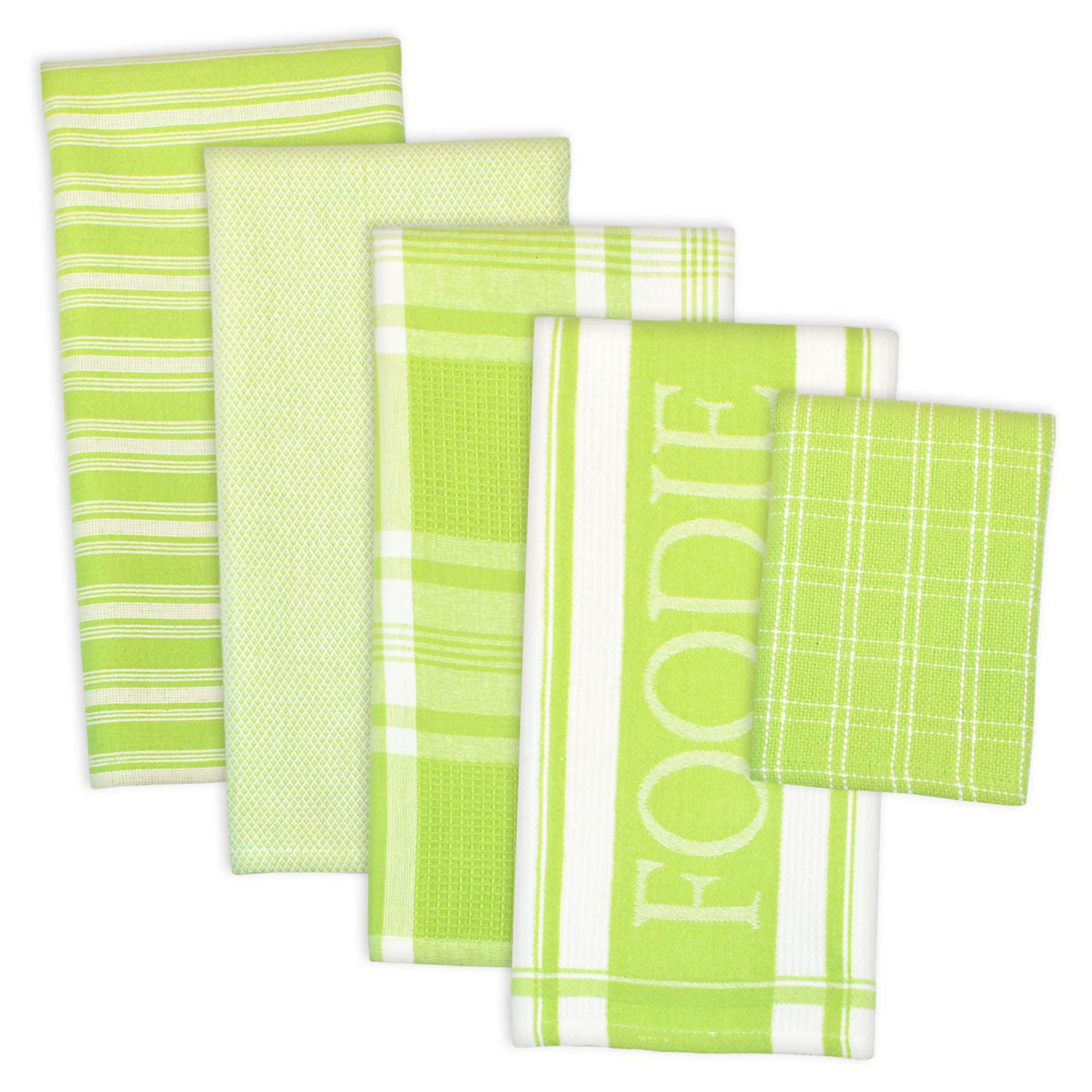 CC Home Furnishings Set of 5 Green Dish Cloths and Dish Towels 28" x 18 ...