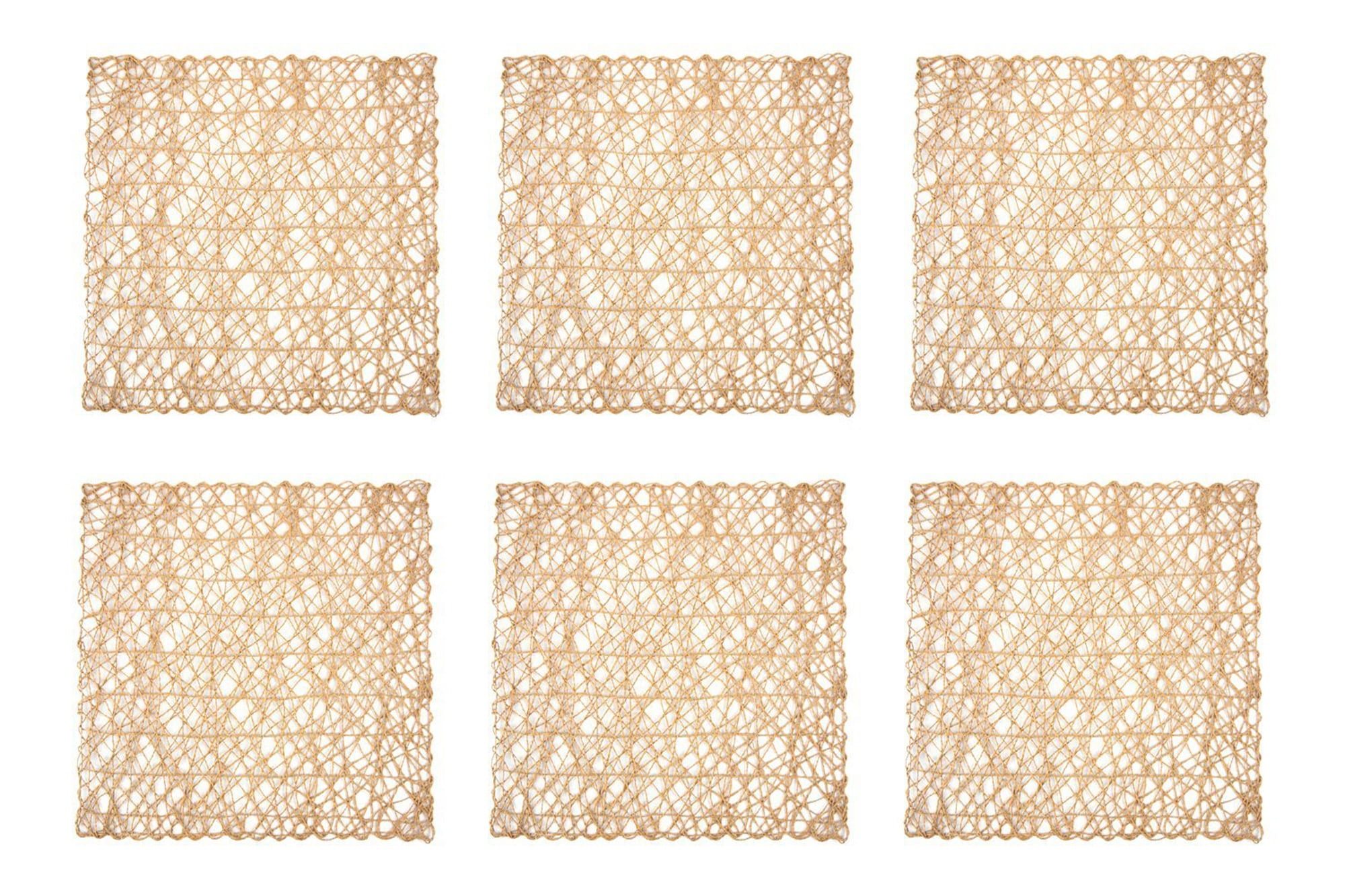 Contemporary Home Living Square Mesh Woven Placemats - 16" - Taupe ...