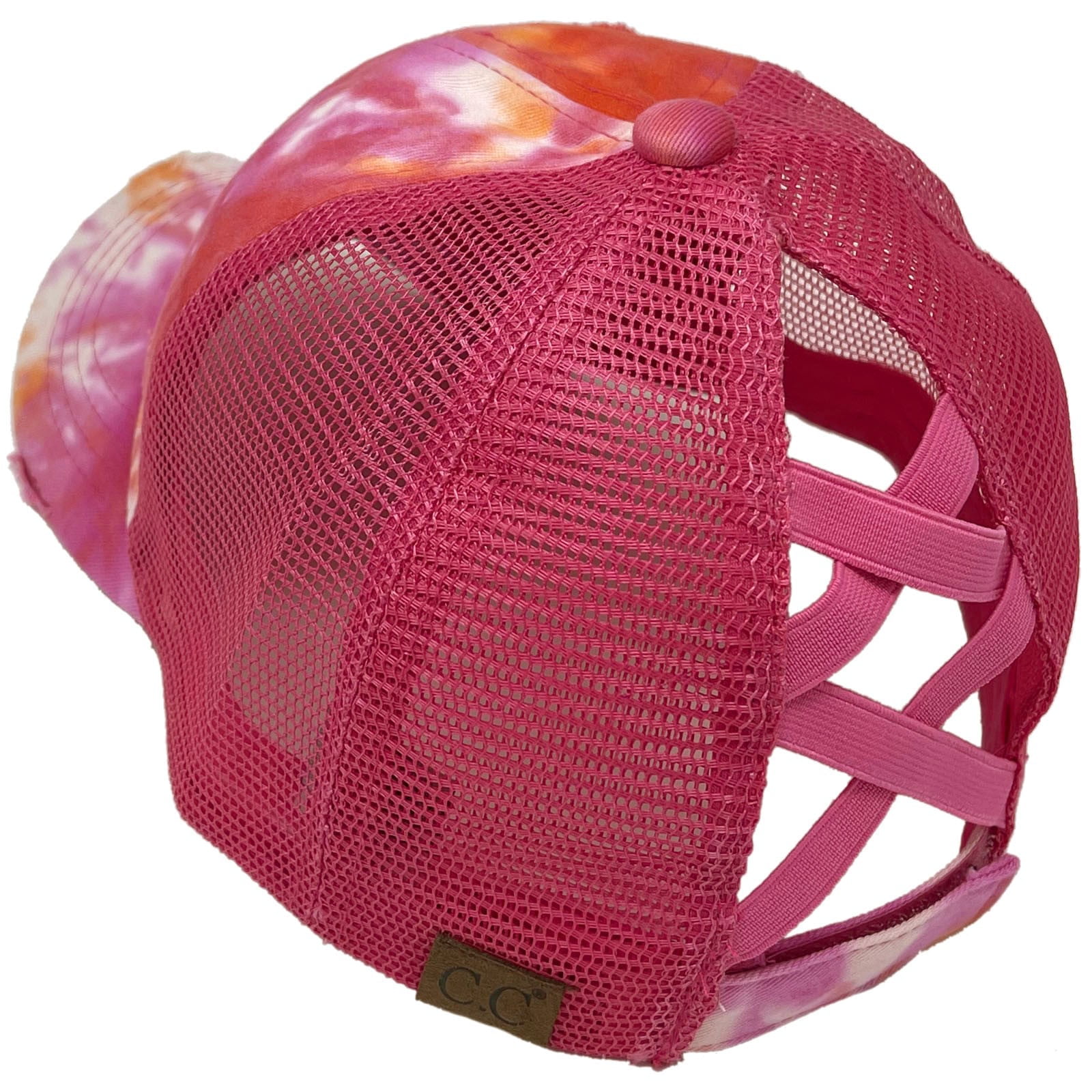 C.C Ponytail Criss Cross Messy Buns Ponycaps Baseball Cap Dad Trucker Mesh Hat (Distressed Tie ...