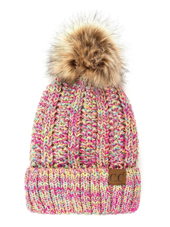 C.C Hat-20A Slouchy Thick Warm Cap Hat Skully Color Cable Knit Beanie ...