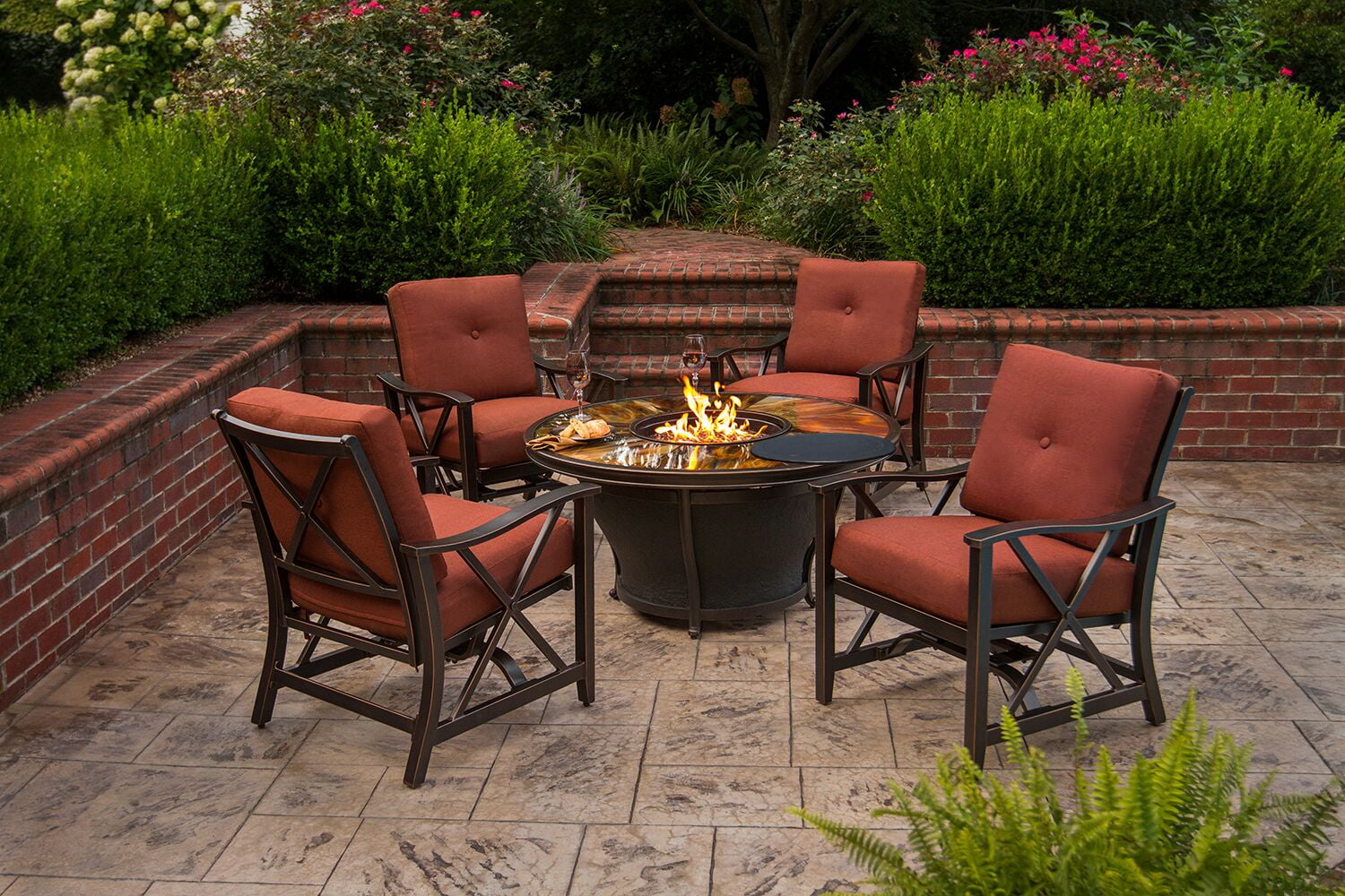 CC Outdoor Living 5 Piece Antique Bronze Patio Conversation Set with ...