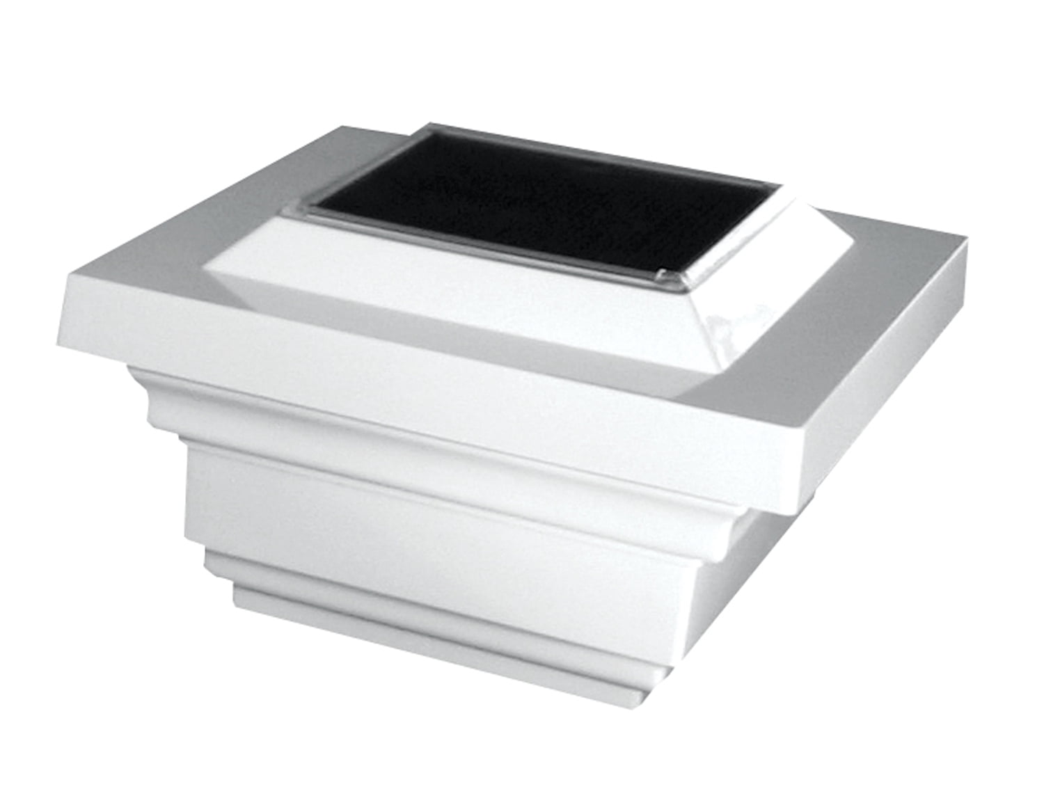 CC Outdoor Living Set of 2 Crisp White Solar Powered Regal Post Caps ...