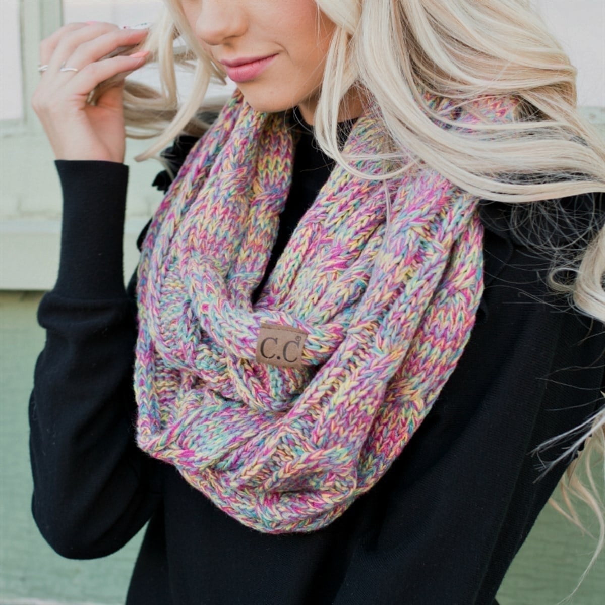 CC Scarf Crafted Multi Color Infinity, Fits Adult and Kids, Bright Mix ...