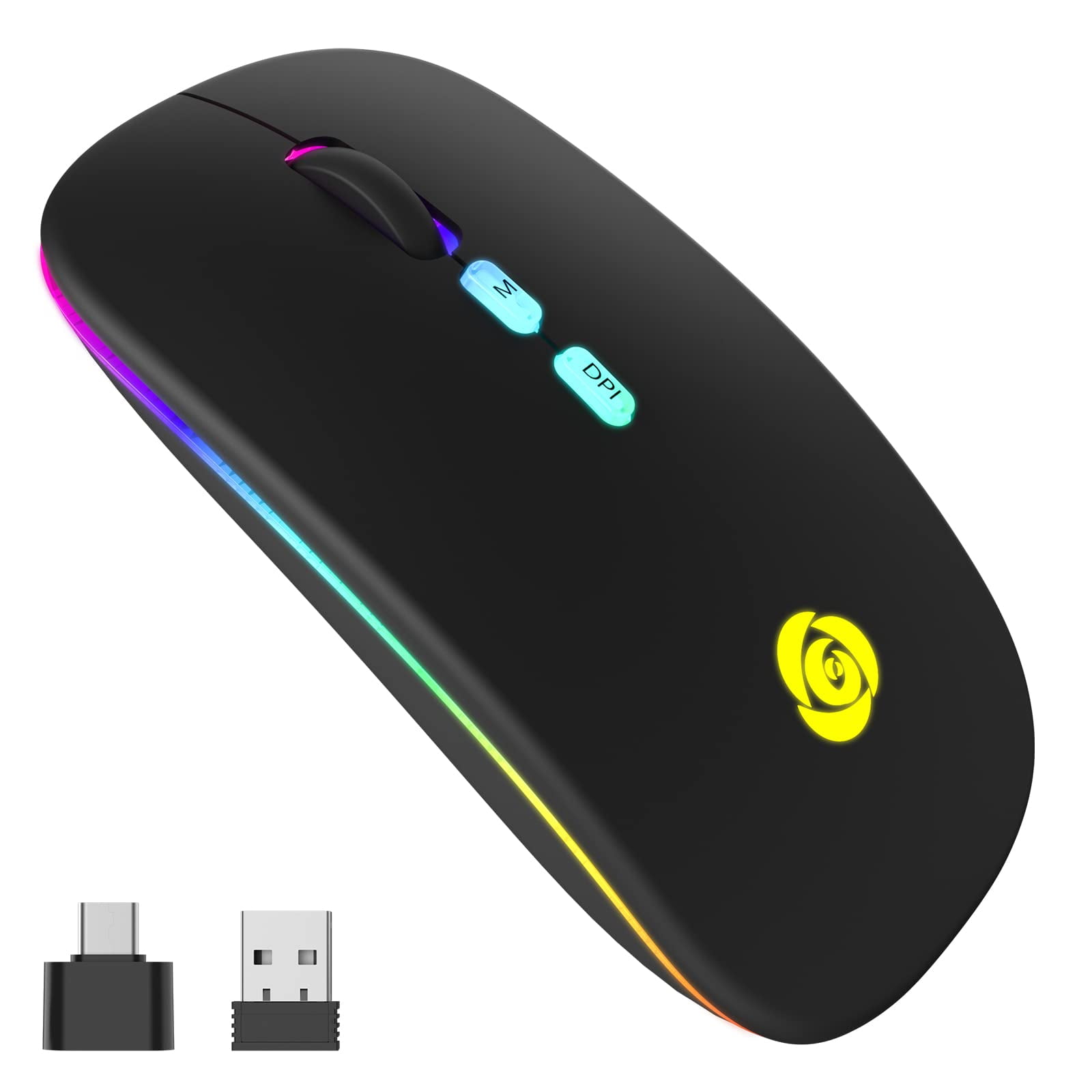 CC Store LED Wireless Bluetooth Mouse &2.4GHz Instant Ultra Silent Slim ...