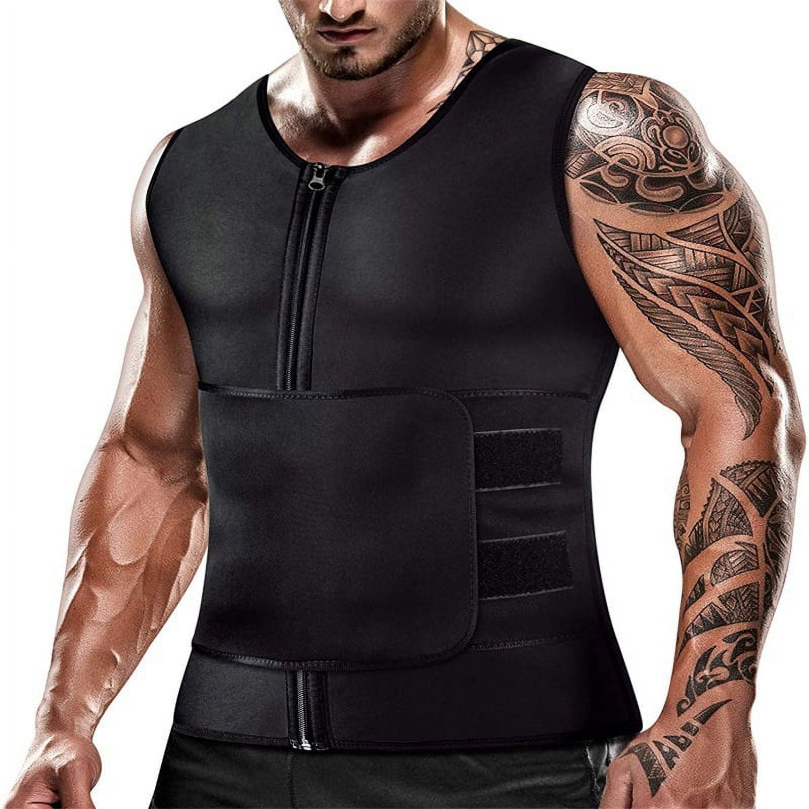 CC TOY Men Hot Sweat Vest Neoprene Sauna Suit Waist Trainer Zipper Body ...