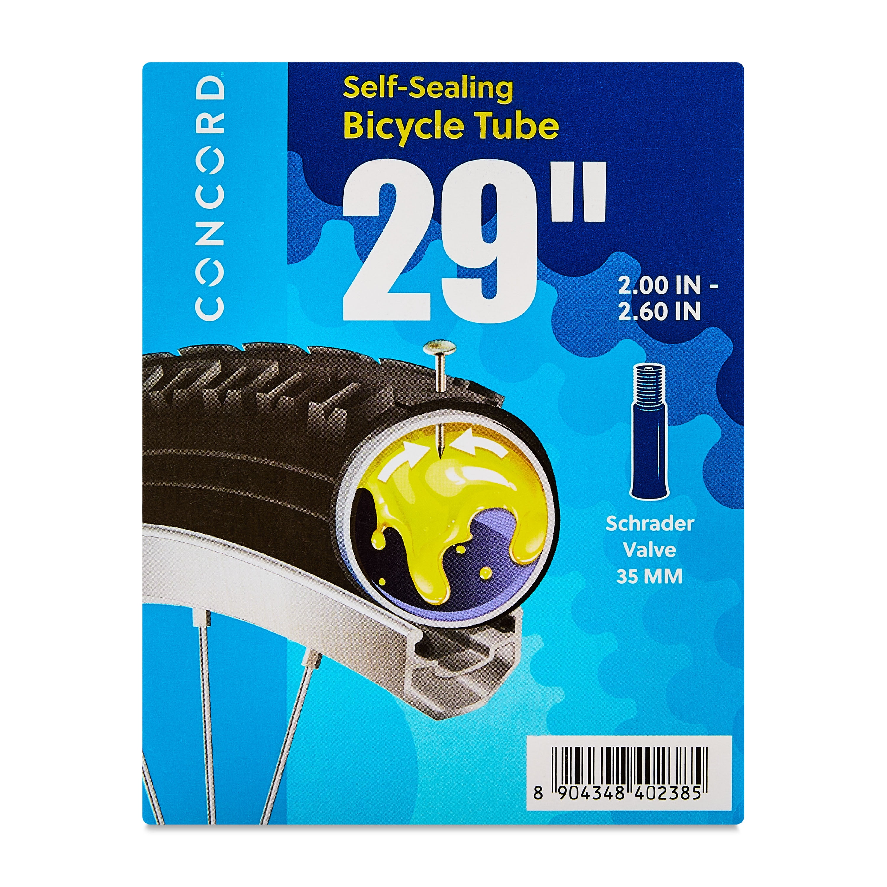 Concord Self-Sealing Bicycle Inner Tube with Schrader Valve, 29" x 2"-2 ...