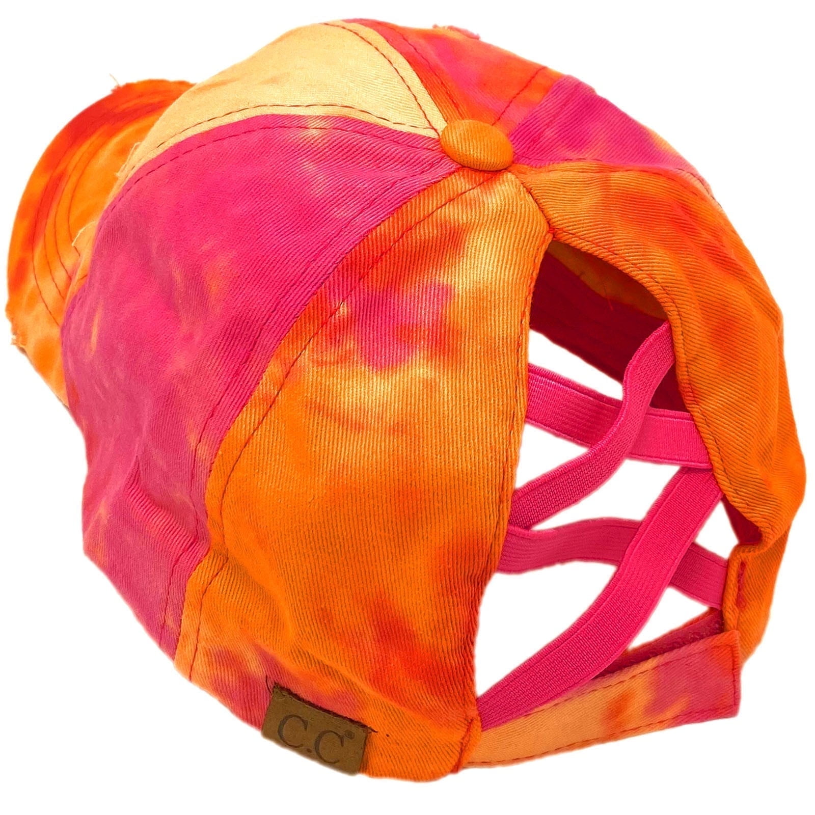 CC Tie-Dye Criss-Cross Elastic Back Women's Ponytail Dad Cap Hat ...