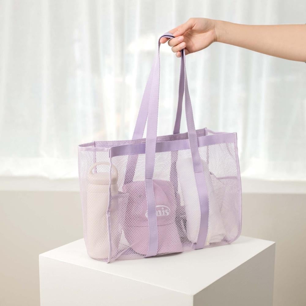 hwoehyo Unisex Mesh Shopper Over-the-Shoulder Tote Bag, Purple, 1-Piece ...
