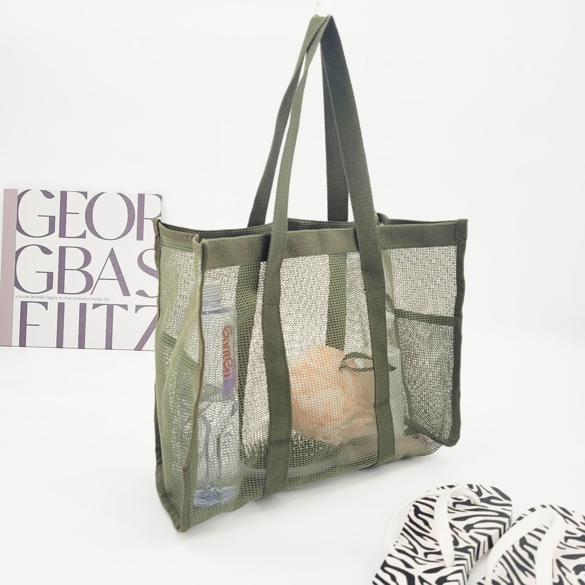 hwoehyo Unisex Mesh Shopper Over-the-Shoulder Tote Bag, Green, 1-Piece ...