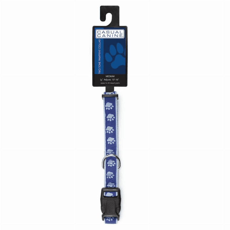 CC TwoTone Pawprint Collar 10-16In Blk - Walmart.com