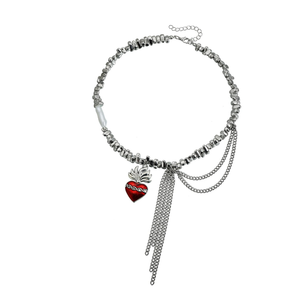 CCB Materials Gothic Necklace Featuring Irregular Beads and Heart Shape ...