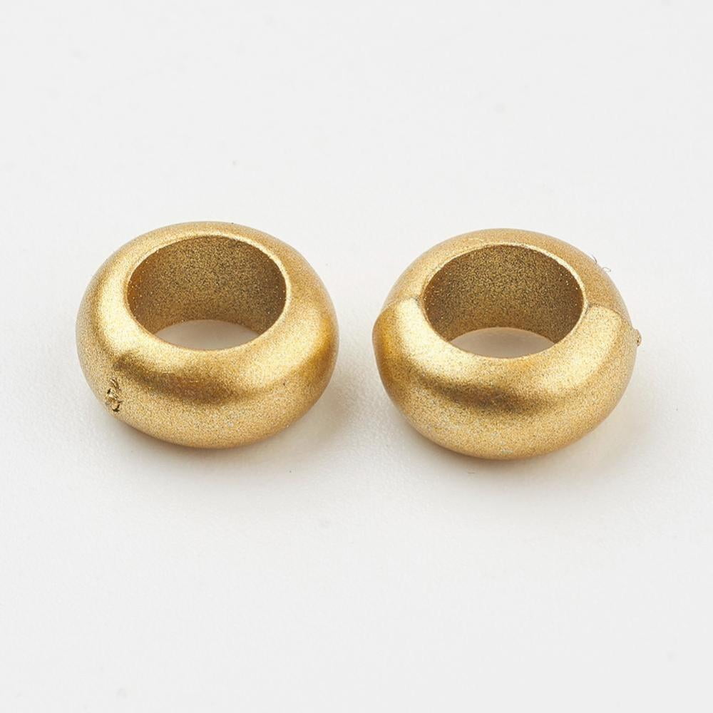 CCB Plastic Beads Rondelle Matte Gold Color 10x4.5mm Hole: 6mm ...