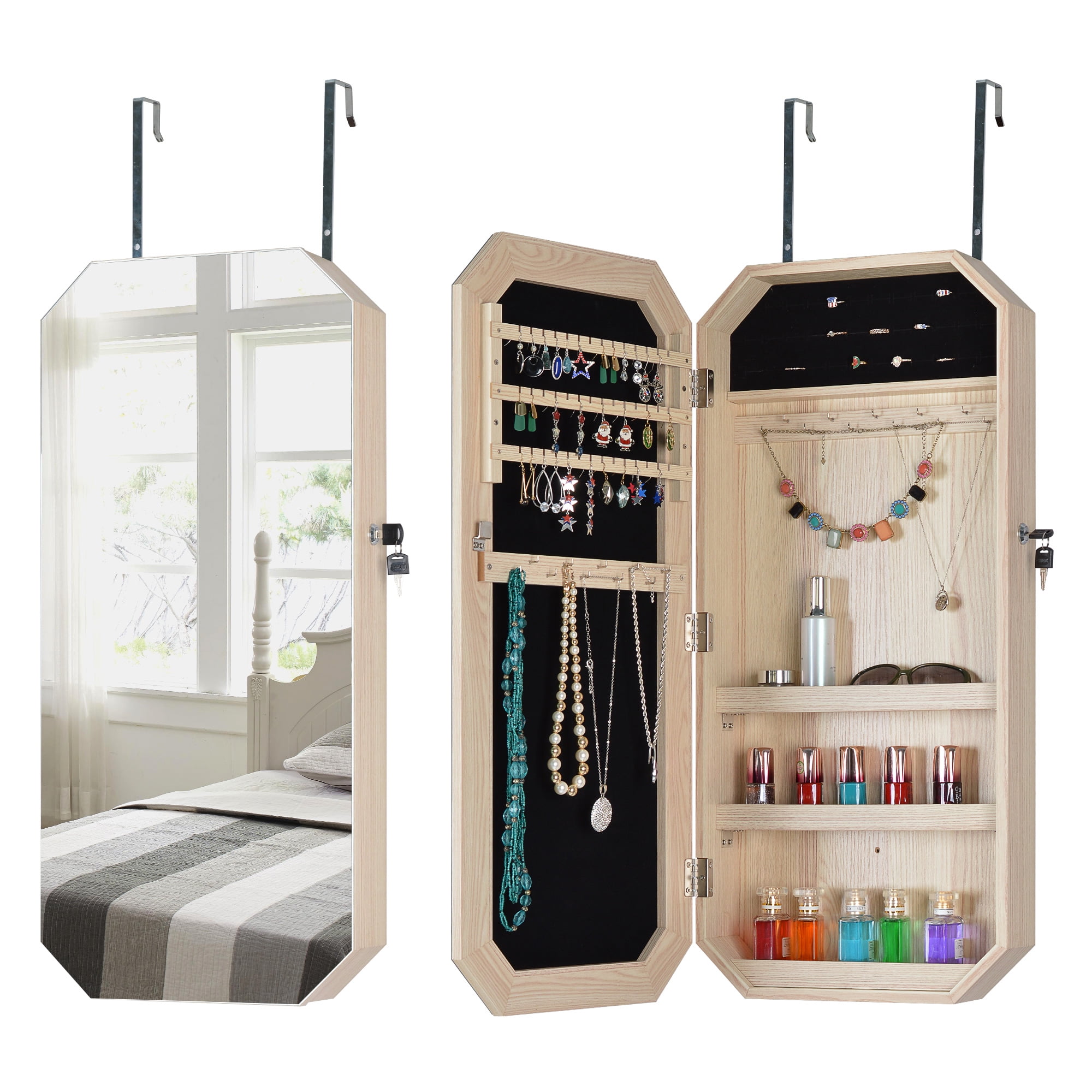 CCBEKIIM Small-Size Mirror and Storage, Wall/Door Mount Storage ...