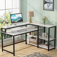 Giantex 95 Inch Reversible Corner Desk, L-Shaped Computer Desk w ...